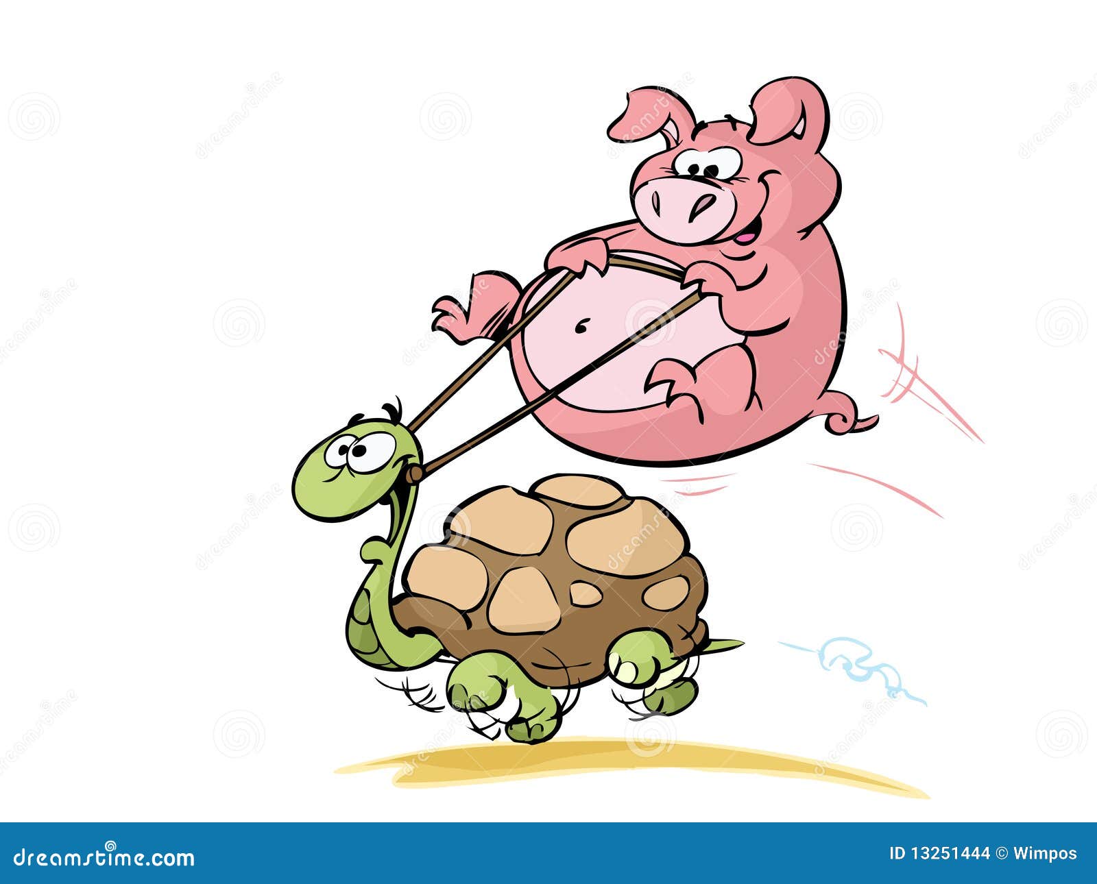 Pig Riding A Turtle Vector Illustration | CartoonDealer.com #13251444