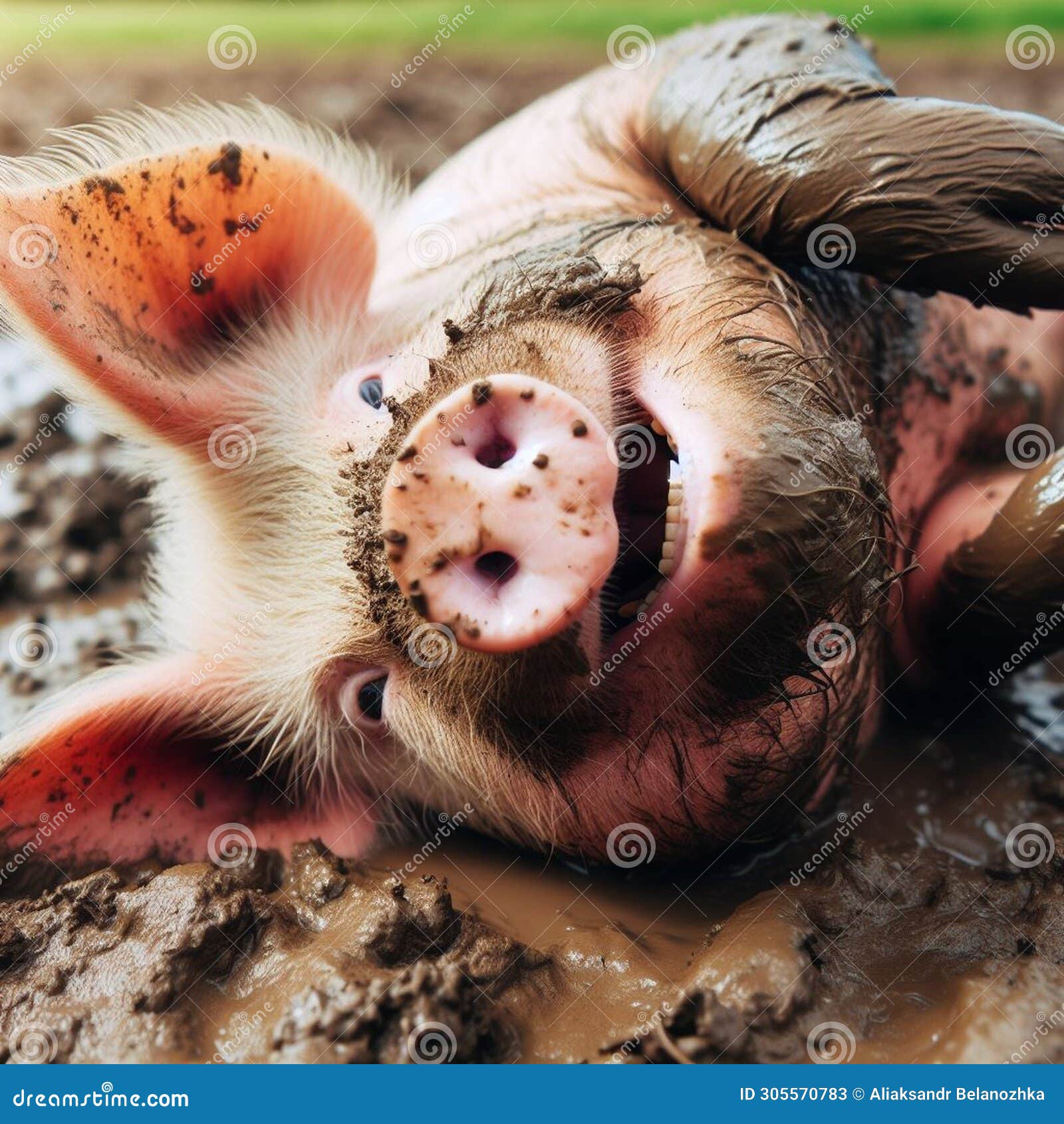 A Pig is Rolling in the Mud with Its Eyes Closed and a Smile on Its ...