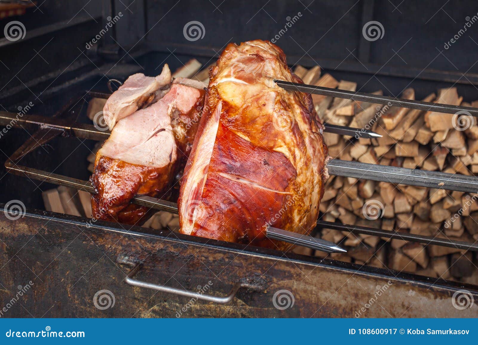 The Pig`s Leg on the Grill, Roast, Prague Stock Image - Image of meat ...