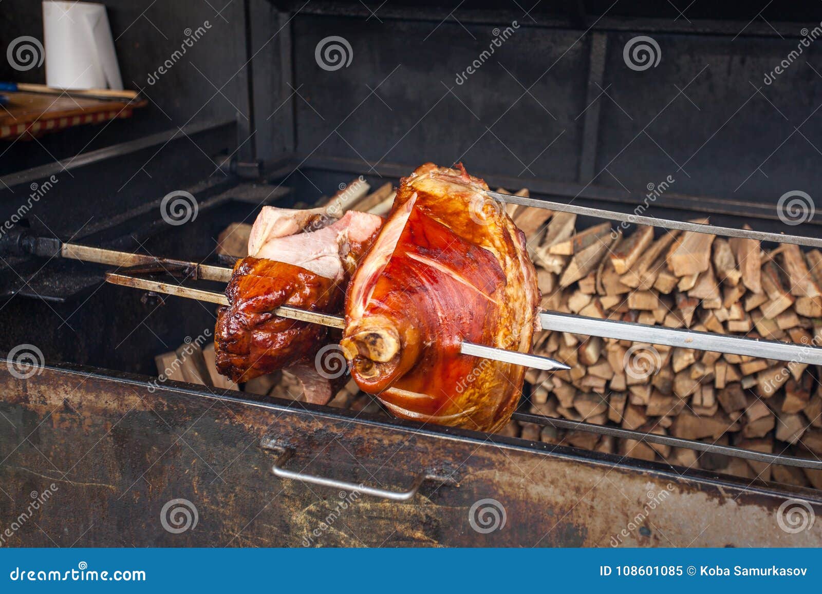 The Pig`s Leg on the Grill, Roast, Prague Stock Image - Image of pork ...