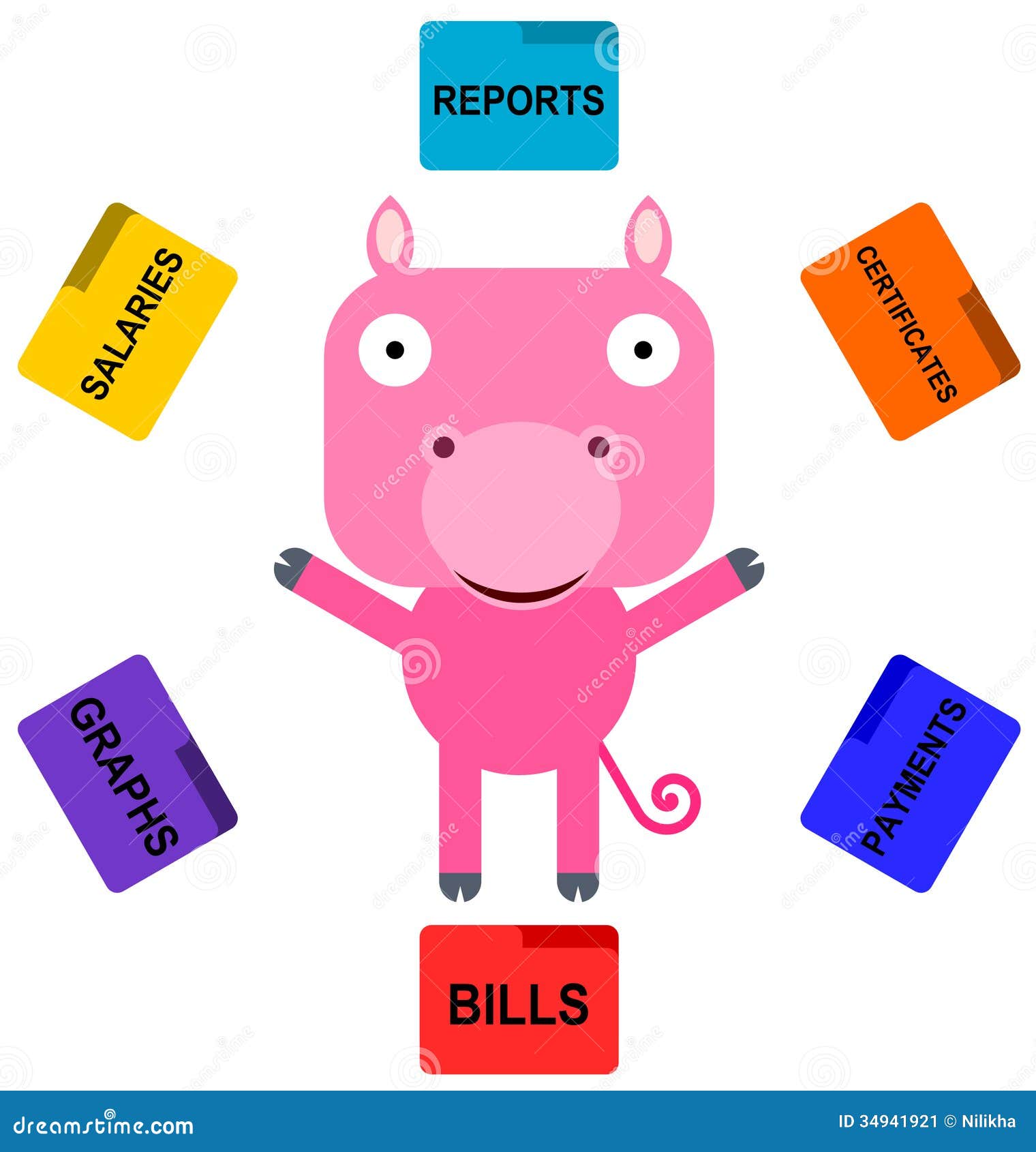 Pig s multi task stock illustration. Illustration of folders - 34941921