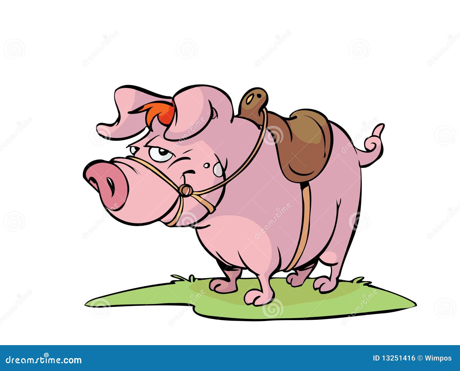 Pig with sadle stock vector. Illustration of park, saddle - 13251416