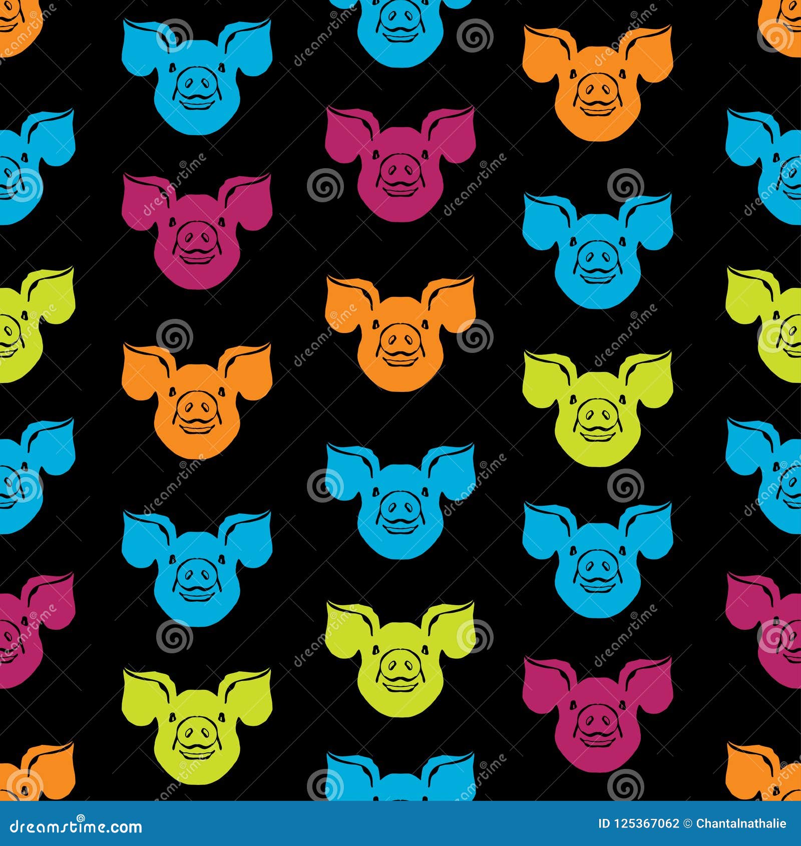 Pig seamless pattern stock vector. Illustration of element - 125367062