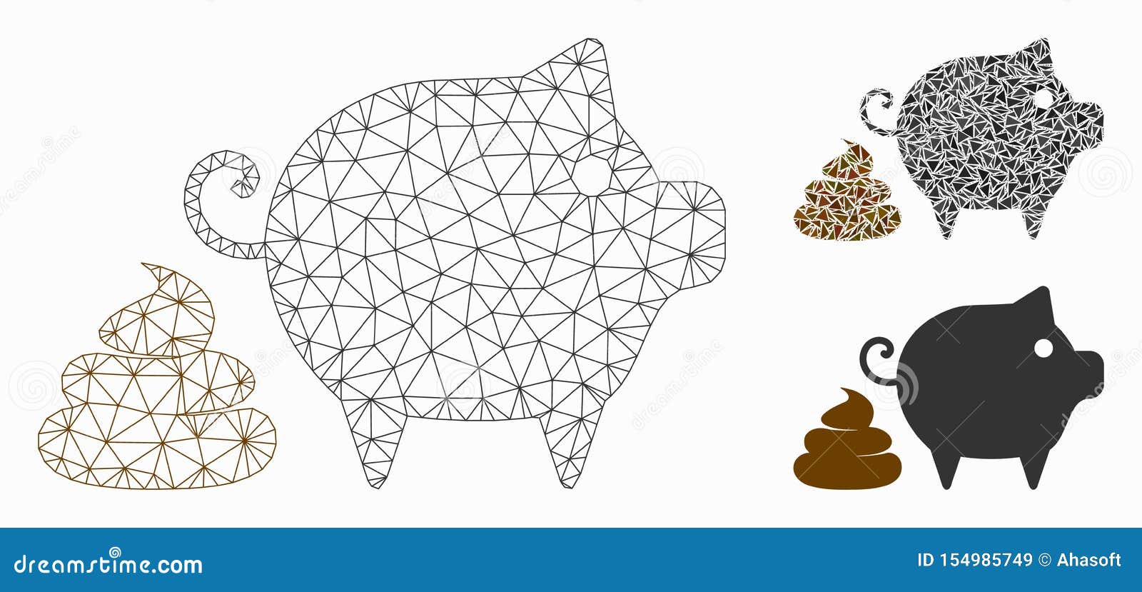 Pig Shit Vector Mesh Carcass Model and Triangle Mosaic Icon Stock ...