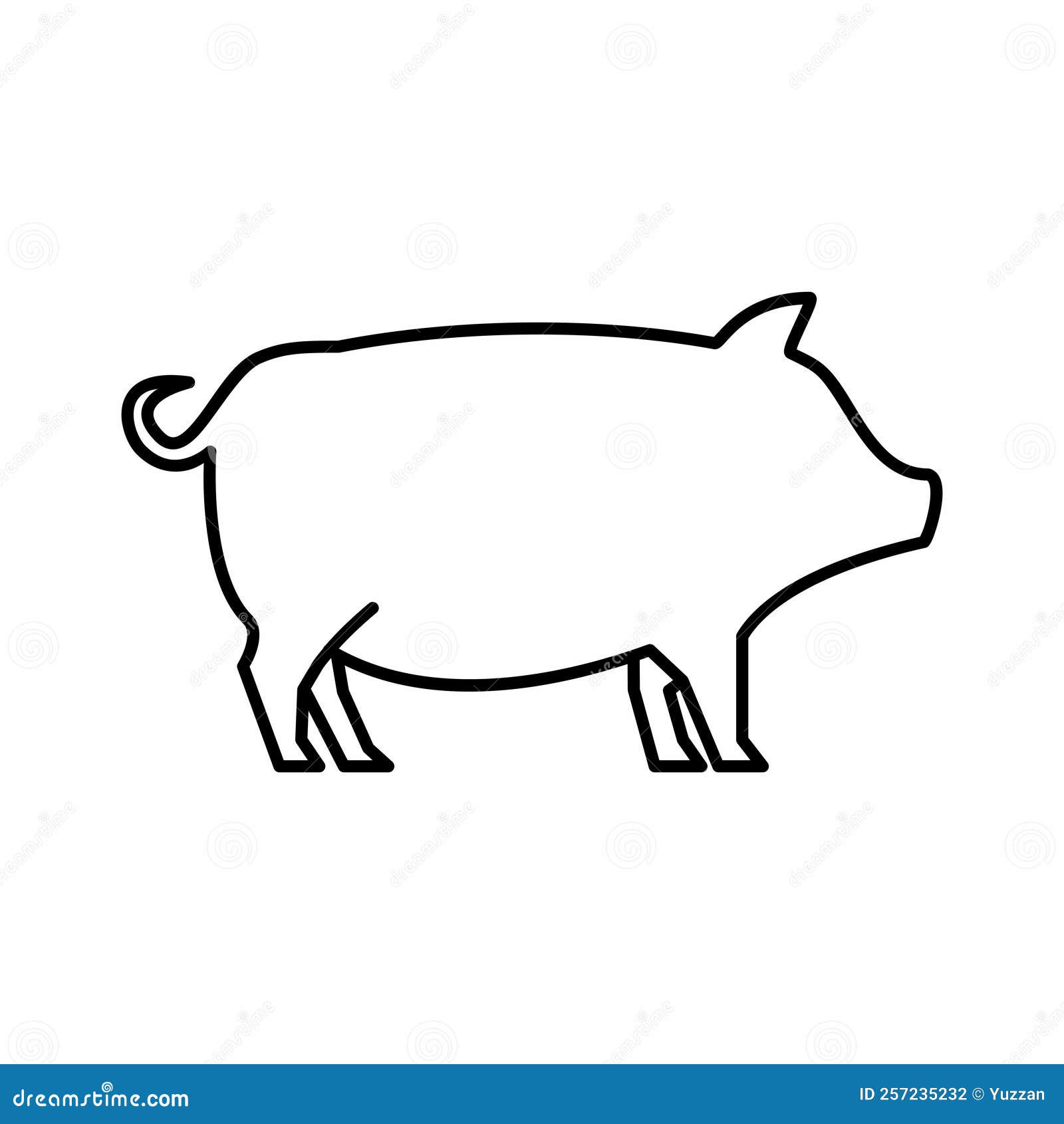 Pig Side View Outline Vector Illustration | CartoonDealer.com #257235232
