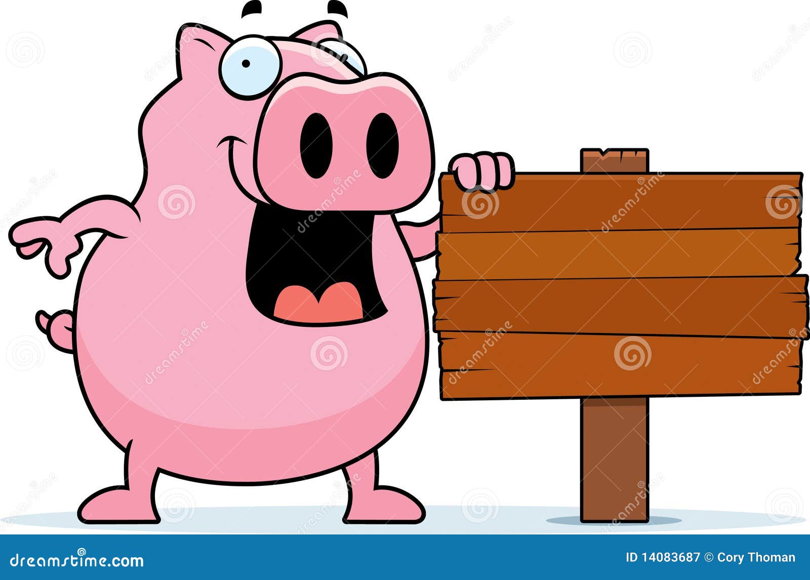 Pig Sign stock vector. Illustration of sign, wooden, smiling - 14083687