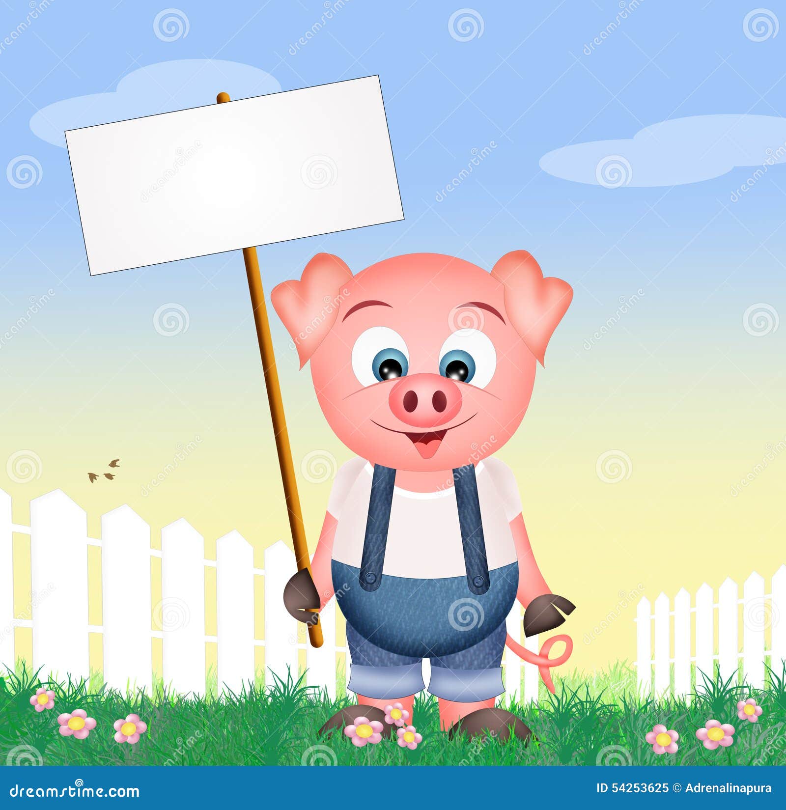 Pig with sign stock illustration. Illustration of puppies - 54253625