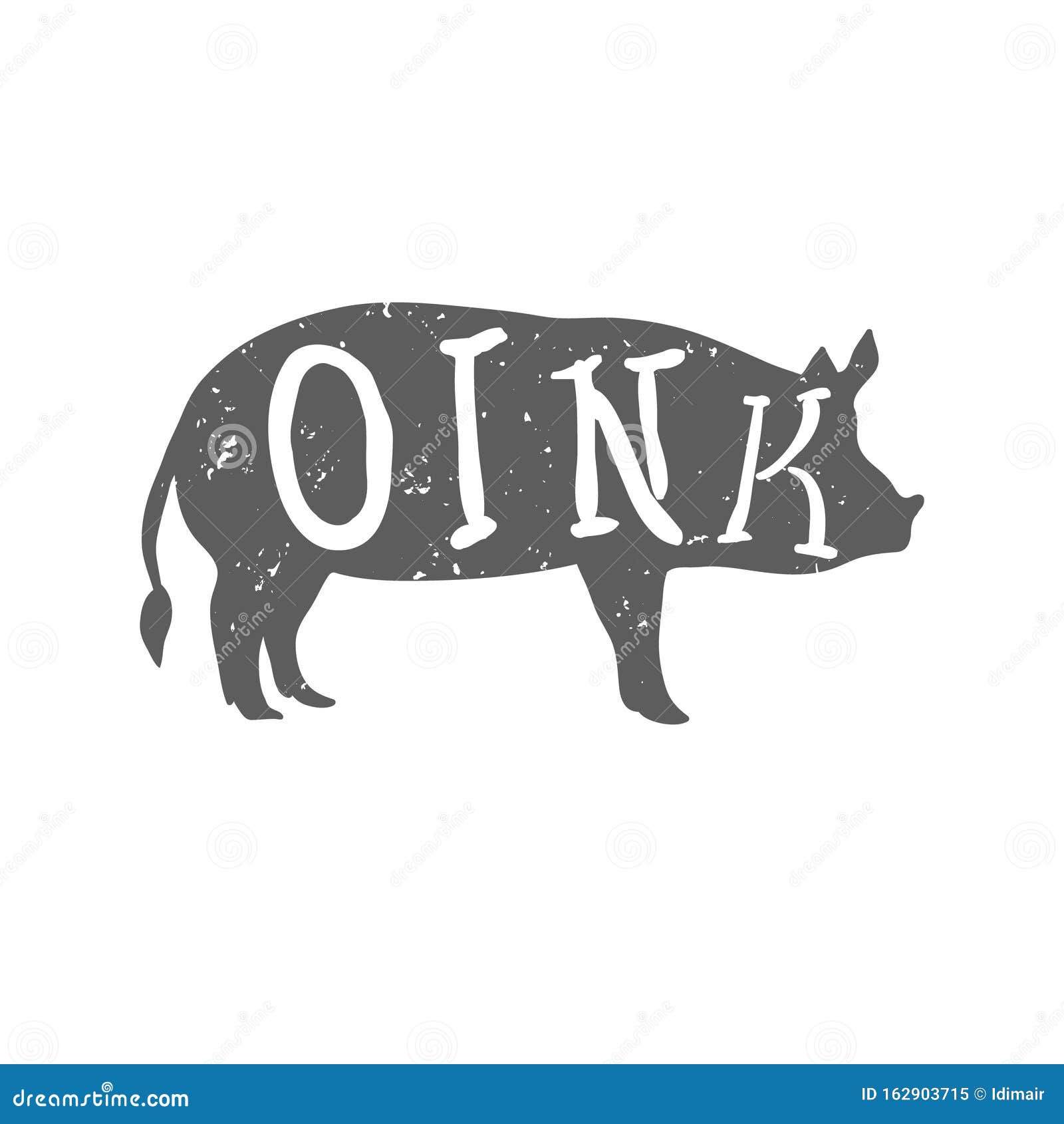 Pig Silhouette with Oink Text. Vector Stock Vector - Illustration of ...