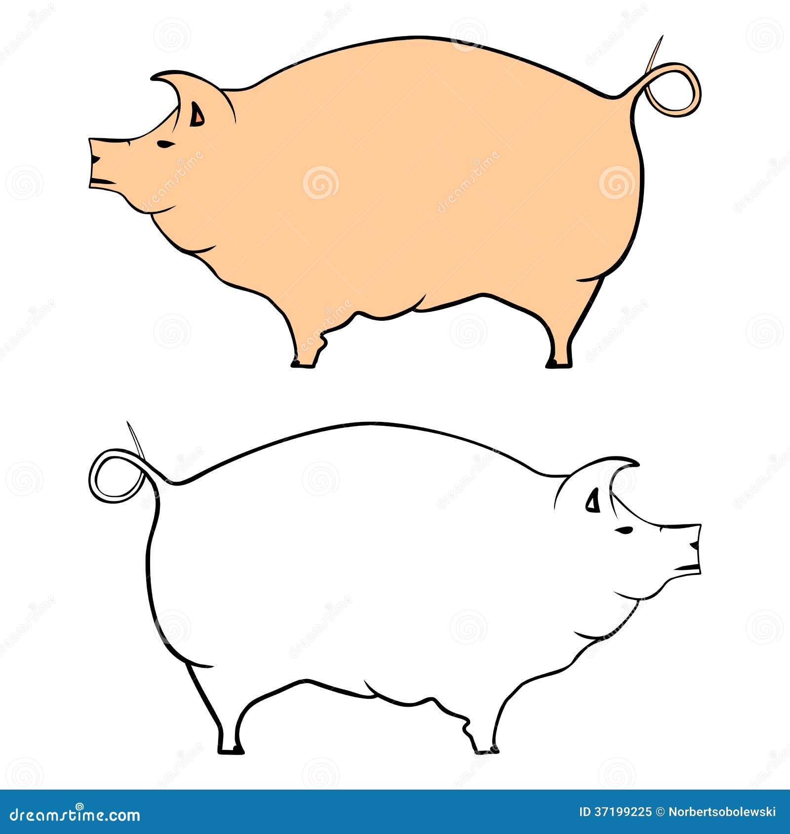 Pig silhouette stock vector. Illustration of meat, animal - 37199225