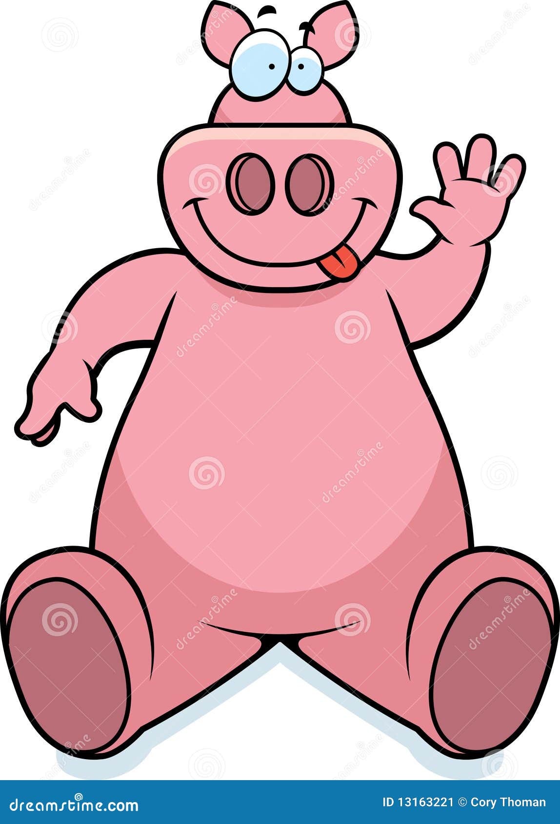 Pig Sitting stock vector. Illustration of cartoon, waving - 13163221