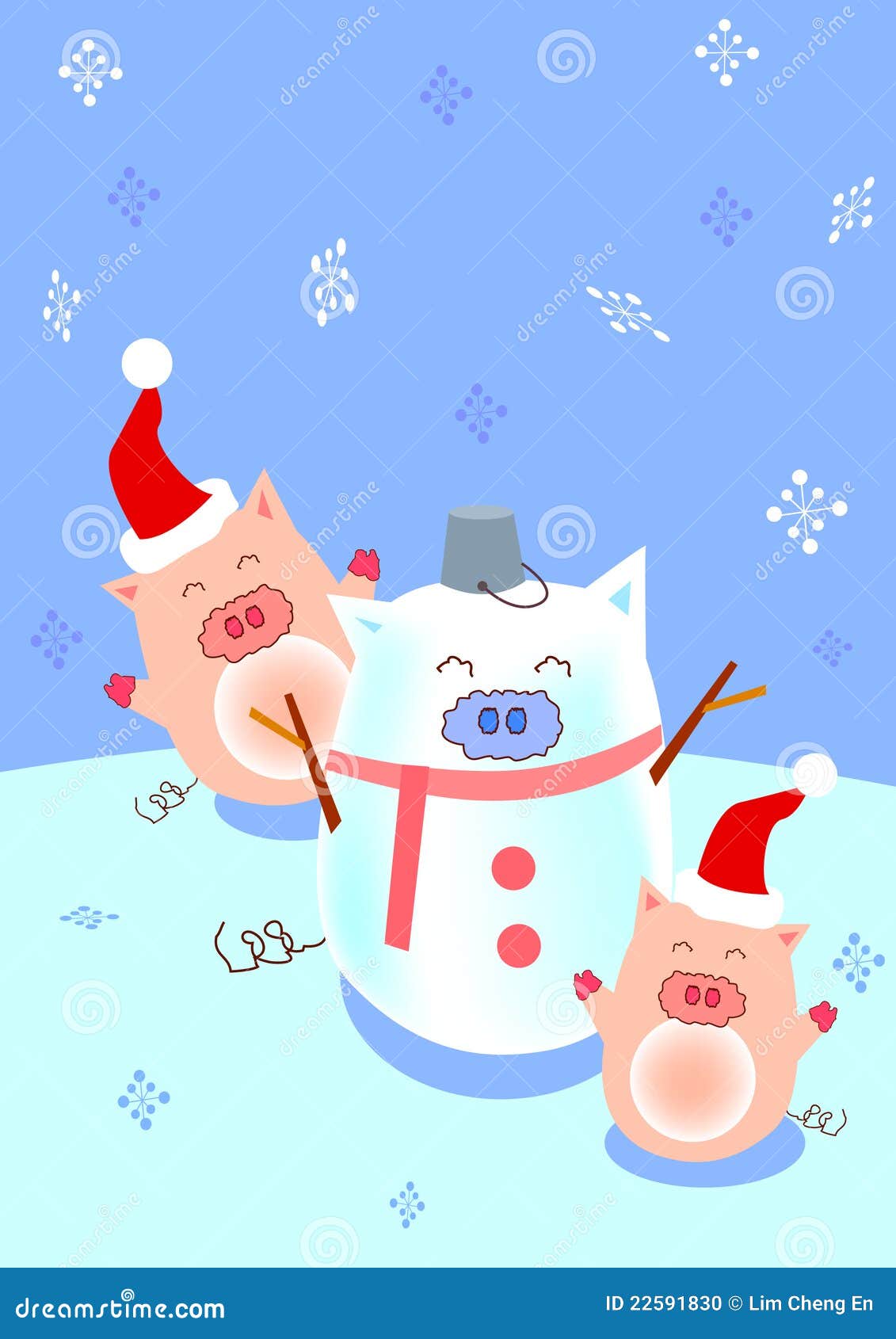 Pig snowman stock illustration. Illustration of seasonal - 22591830