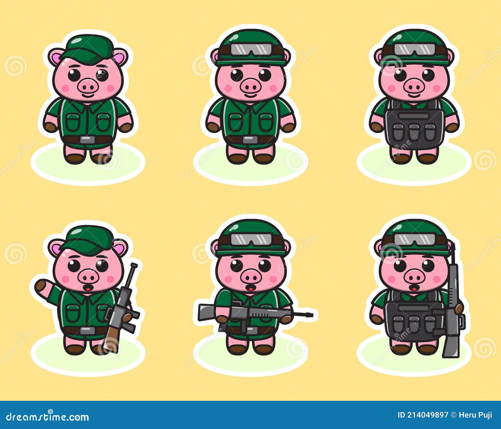 Vector Illustration Of Cute Pig Soldier Cartoon. | CartoonDealer.com ...