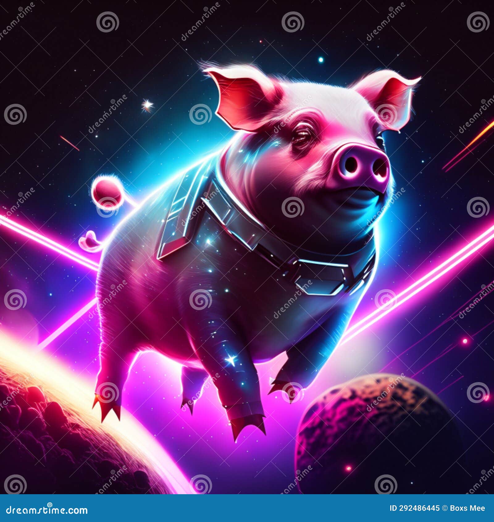 Pig in Space. 3d Rendering, 3d Illustration Stock Illustration ...