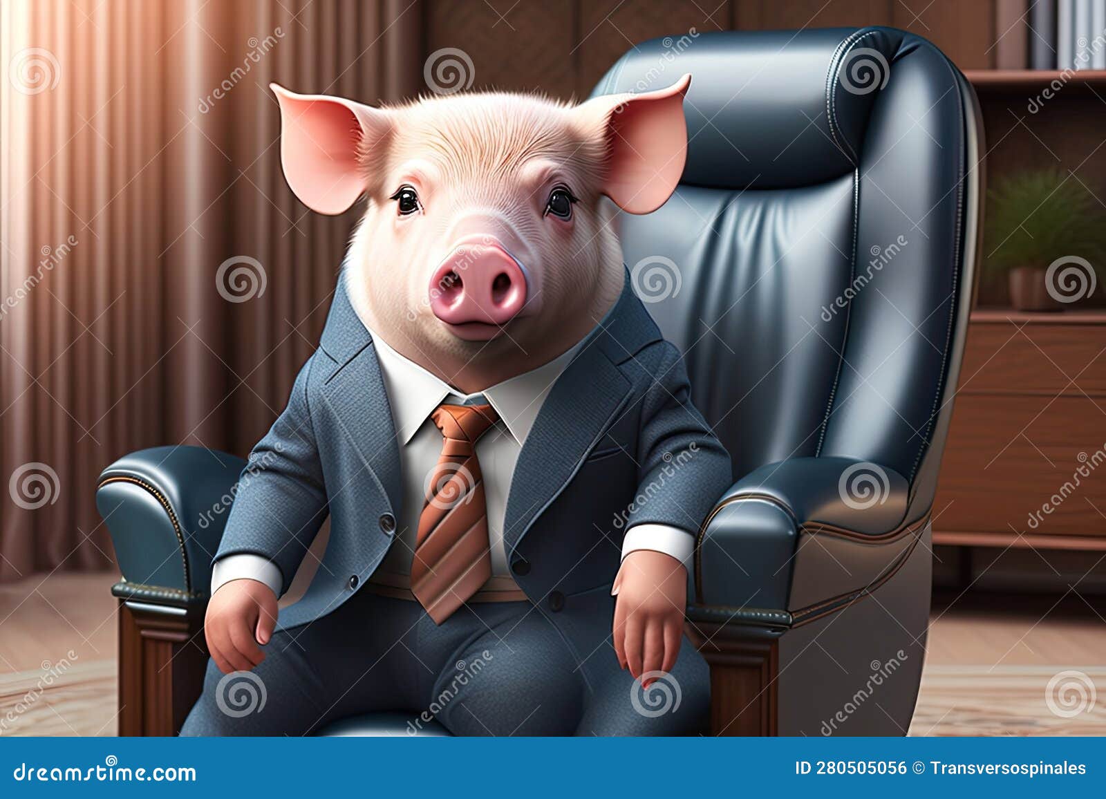 Pig in Suit Office Generative AI Stock Illustration - Illustration of ...