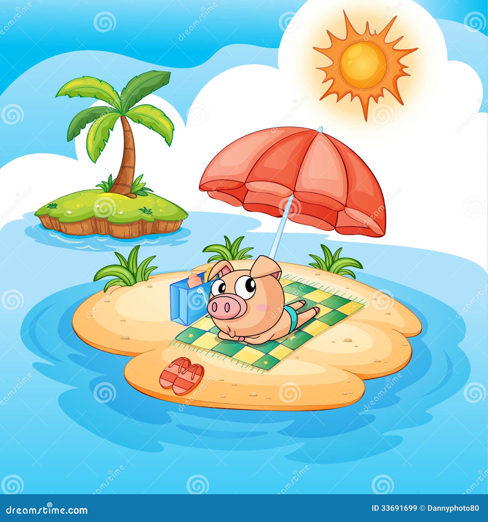 A pig sunbathing stock illustration. Illustration of sunbath - 33691699