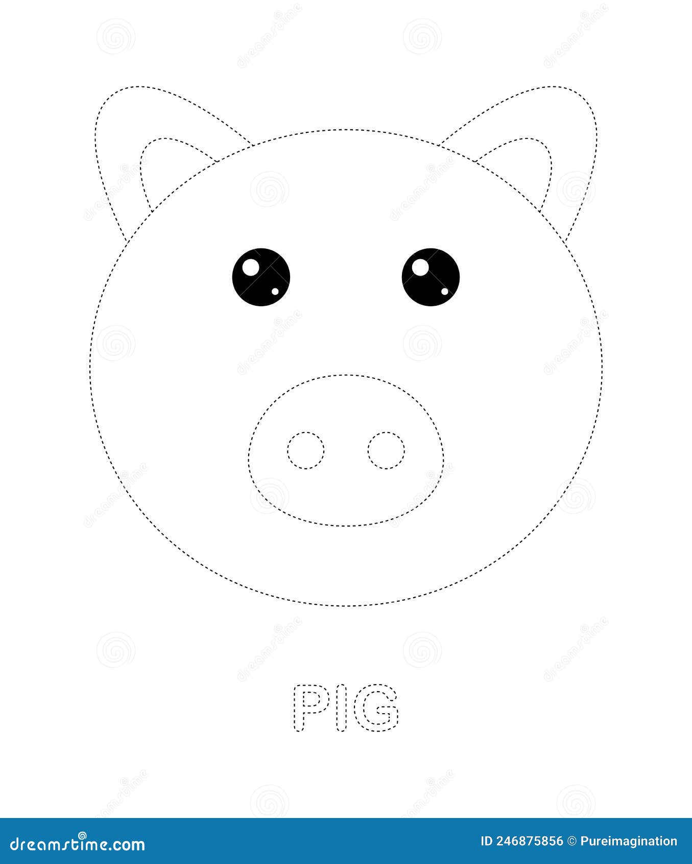 Pig Tracing Worksheet for Kids Stock Vector - Illustration of leisure ...