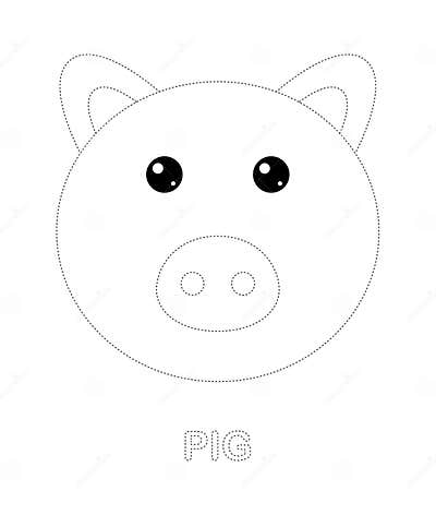 Pig Tracing Worksheet for Kids Stock Vector - Illustration of leisure ...
