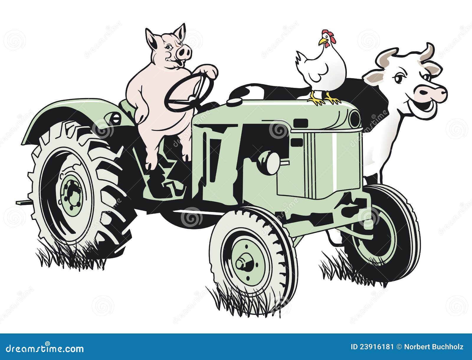 Pig on the tractor stock vector. Illustration of tractor - 23916181