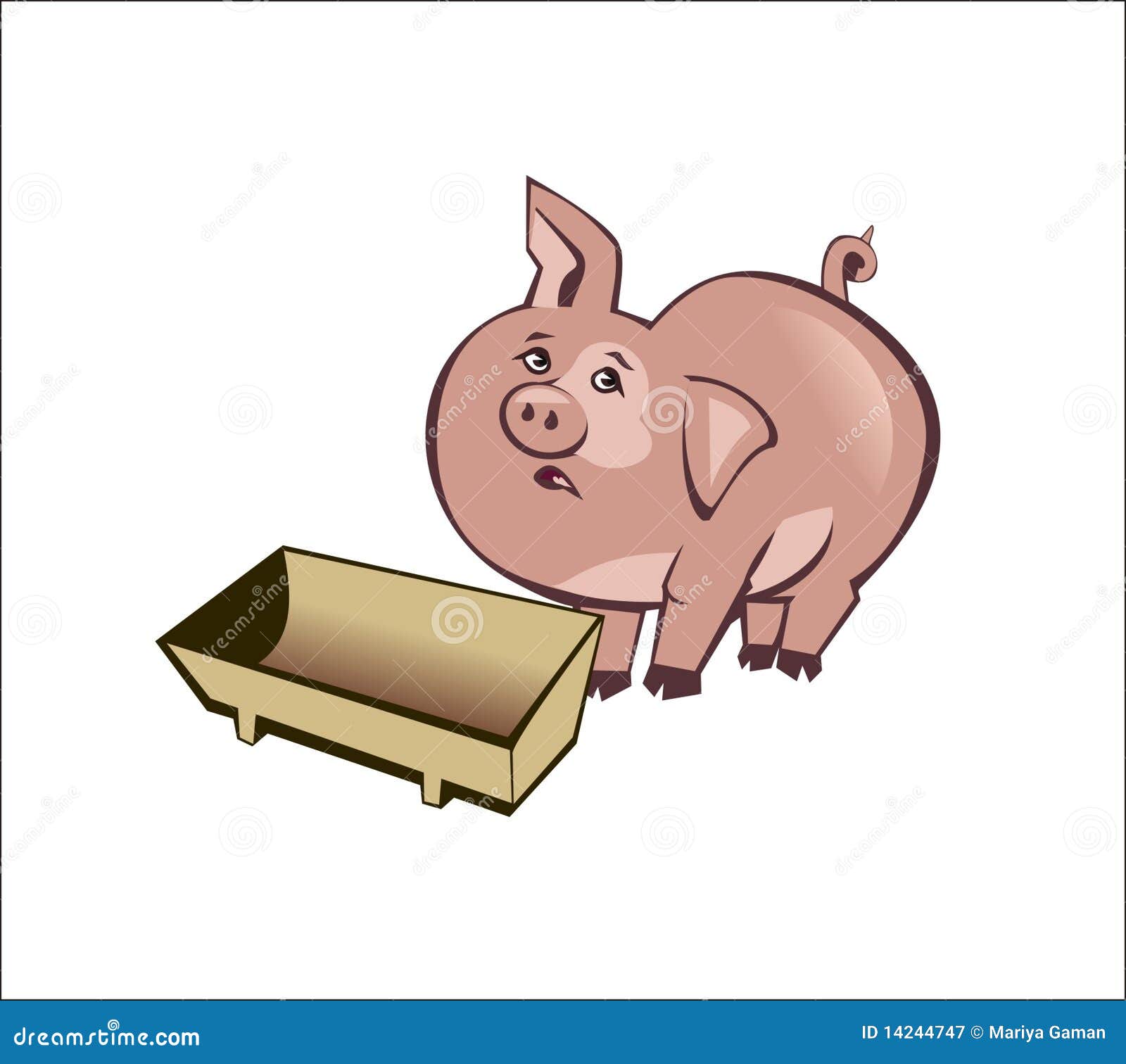 Pig at a trough stock vector. Illustration of trough - 14244747