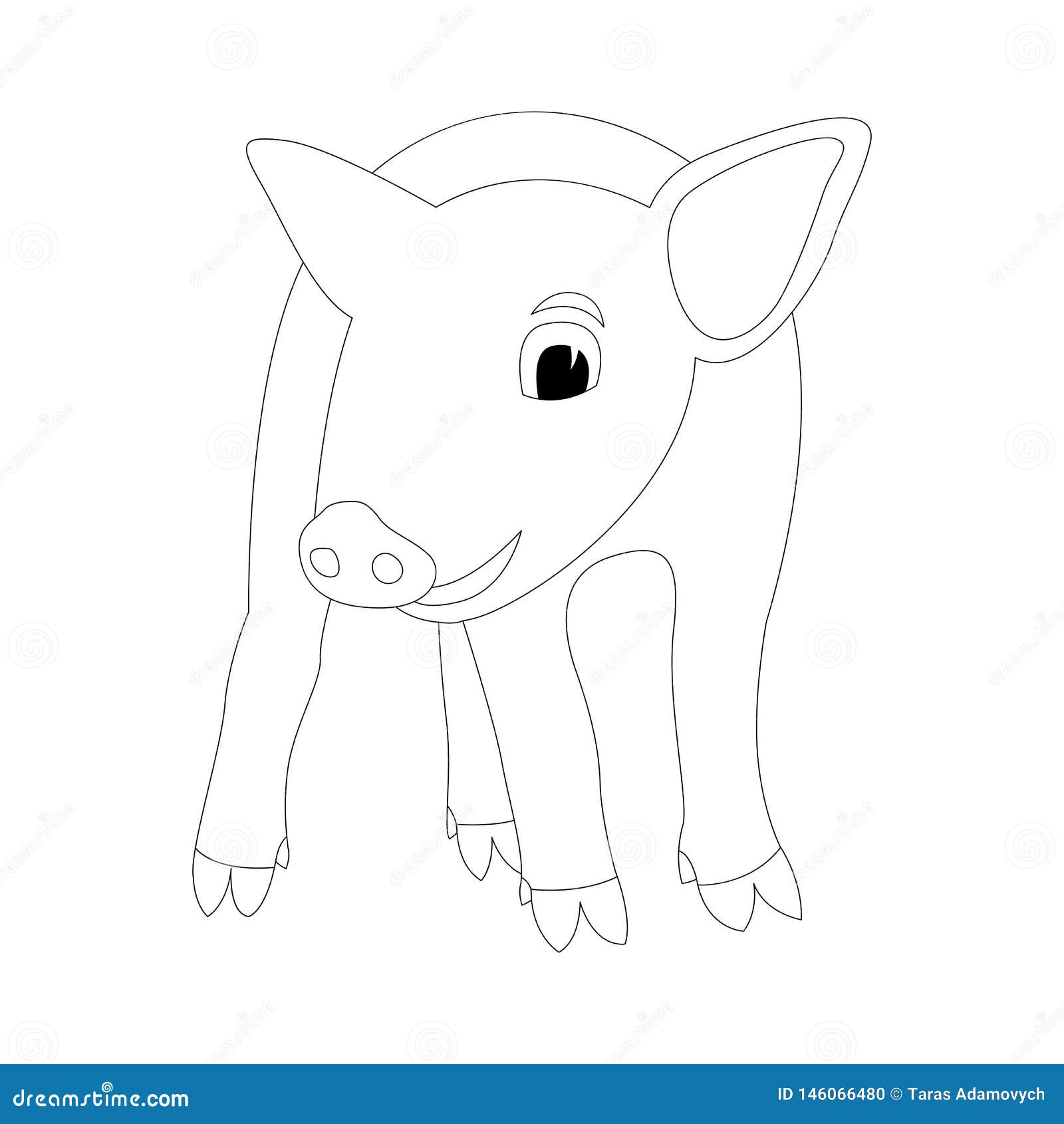 Pig Vector Illustration Lining Draw Front Stock Vector - Illustration ...