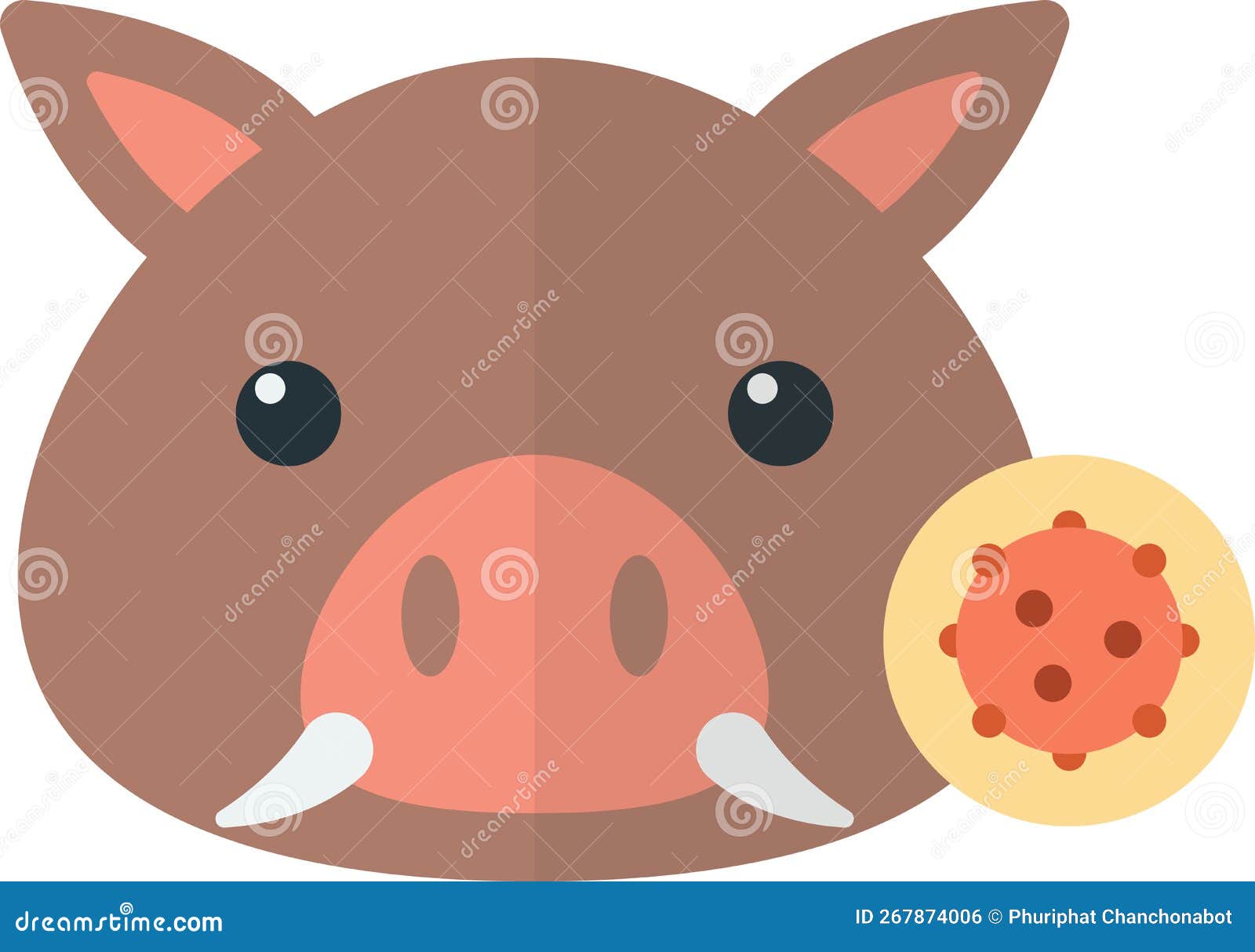 Pig and Virus Illustration in Minimal Style Stock Vector - Illustration ...