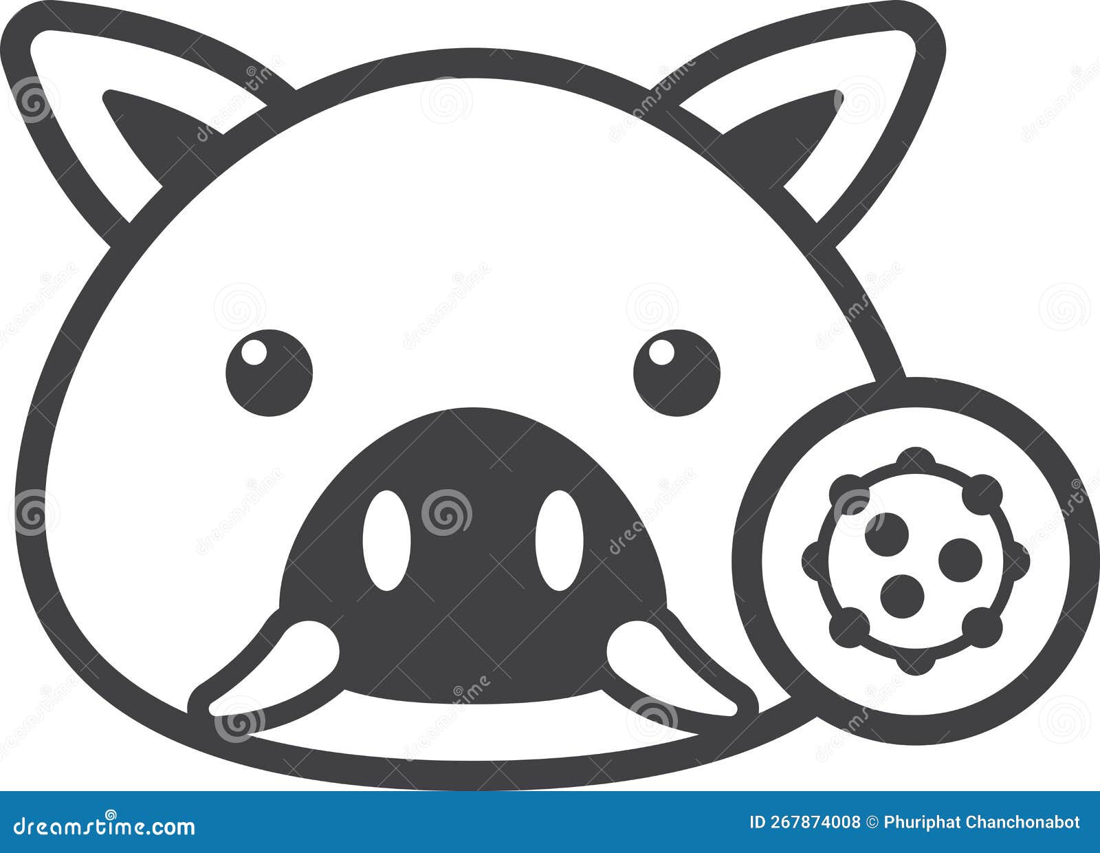 Pig and Virus Illustration in Minimal Style Stock Vector - Illustration ...