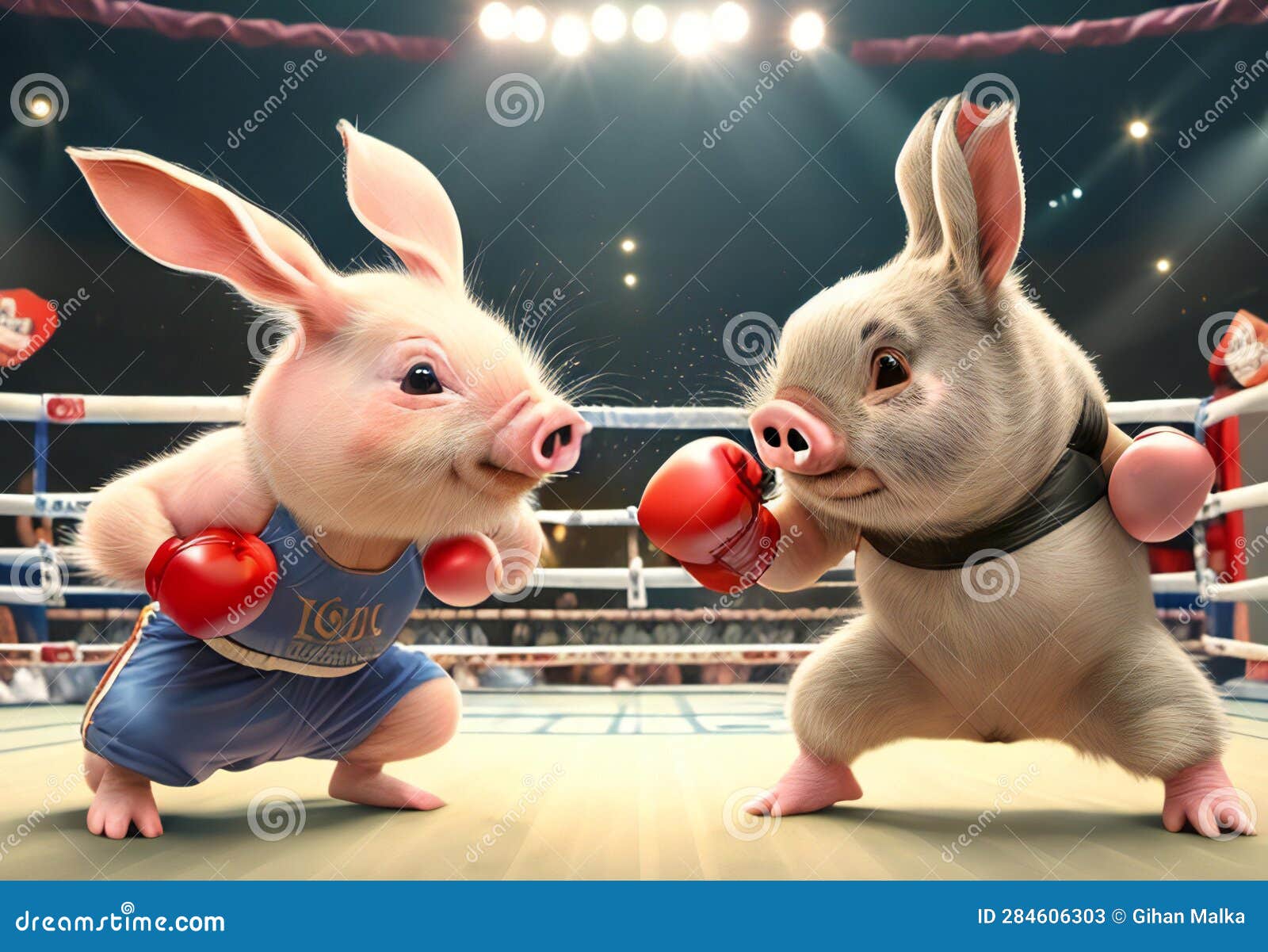 Pig vs mouse Boxing stock illustration. Illustration of nose - 284606303