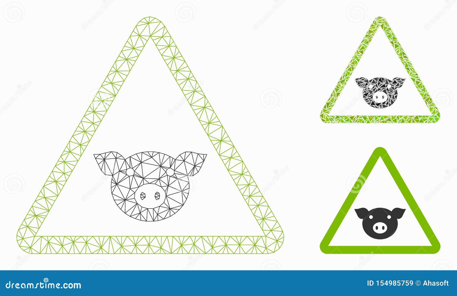 Pig Warning Vector Mesh Carcass Model and Triangle Mosaic Icon Stock ...
