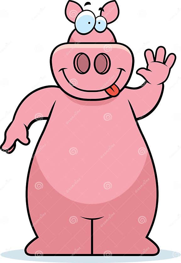 Pig Waving stock vector. Illustration of smiling, standing - 13764116