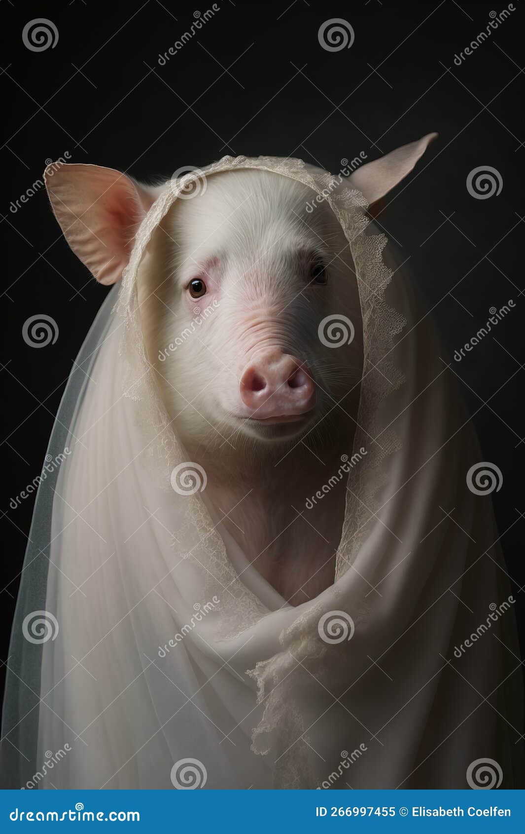 Pig wearing a veil stock illustration. Illustration of elegant - 266997455