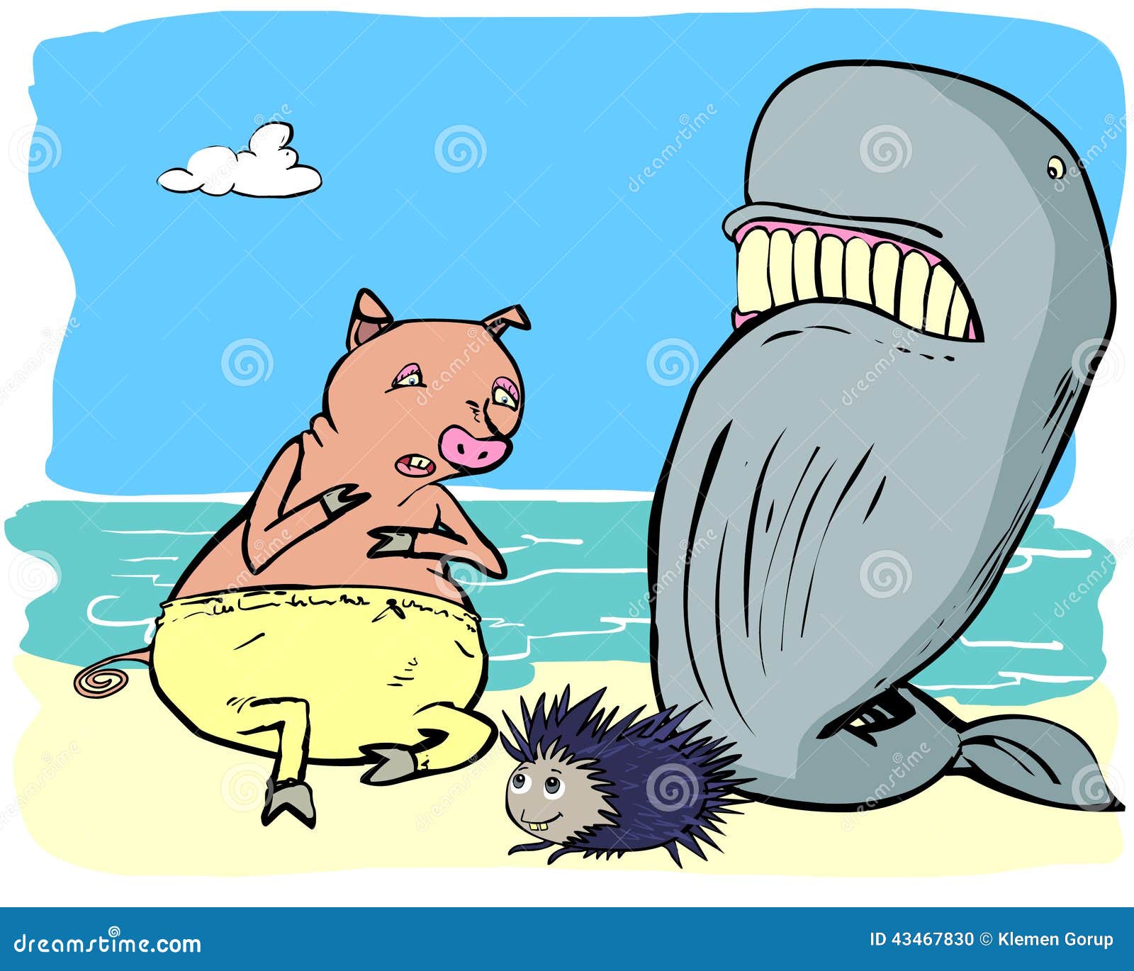 Pig and whale and hedgehog stock vector. Illustration of teeth - 43467830