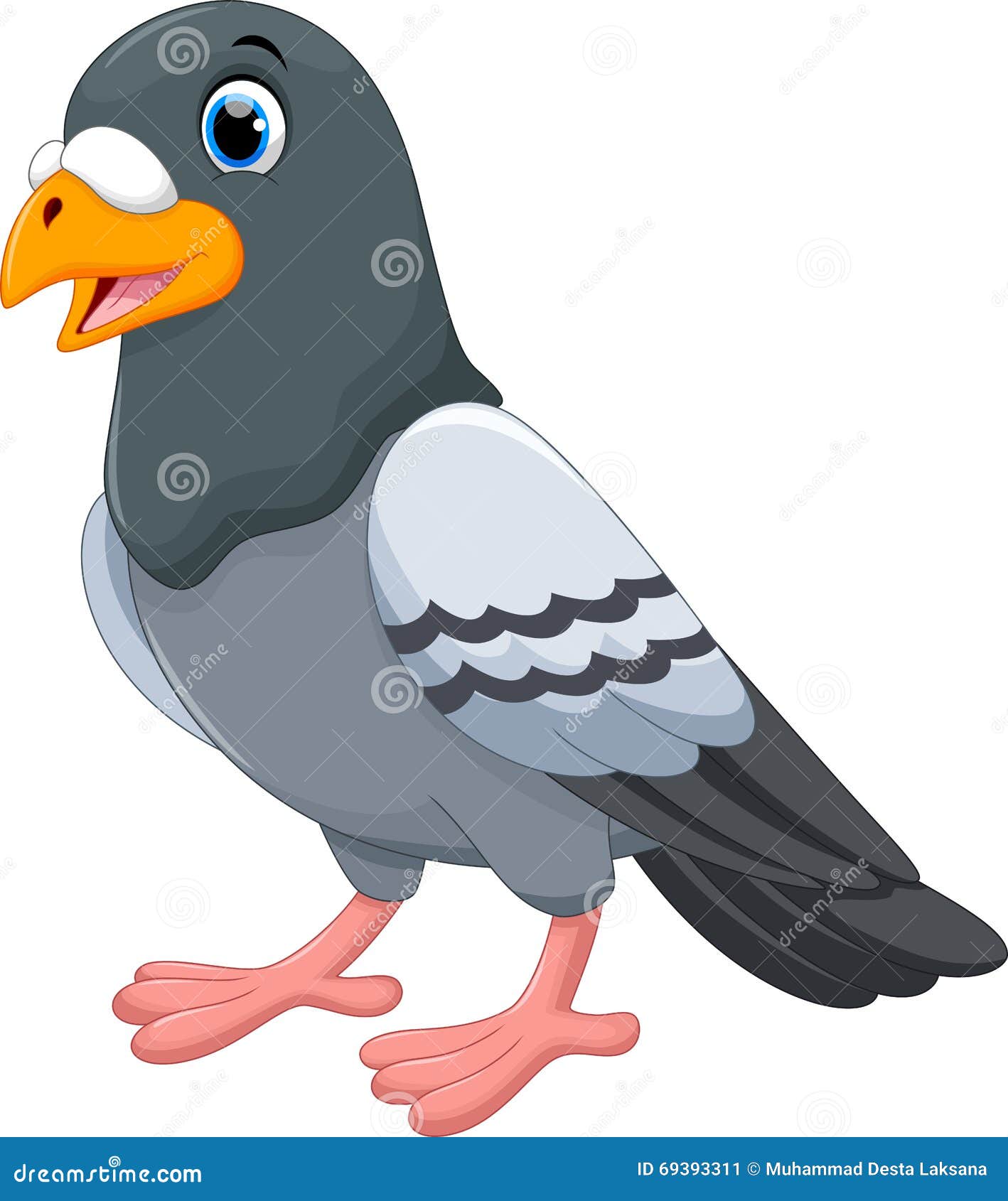 Pigeon Cartoon Dove Bird Pointing With Wing Vector Illustration ...