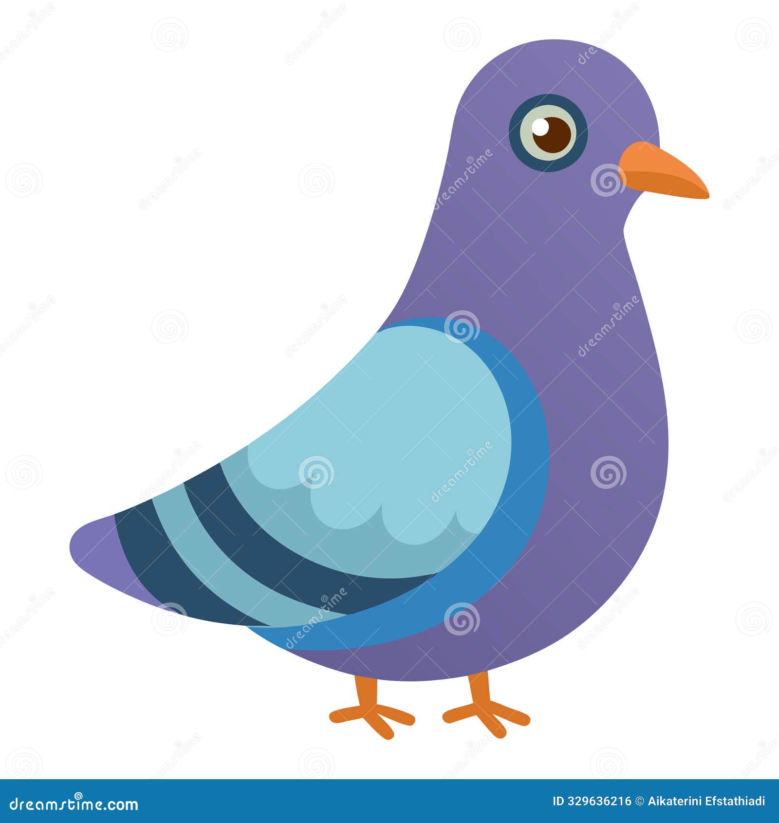 Pigeon, Cute Bird Isolated on White Background Flat Style Stock Vector ...