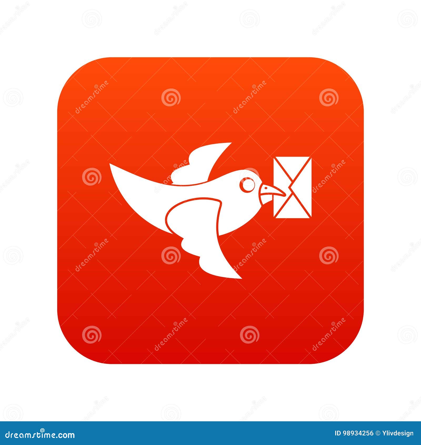 Pigeon Fly with Mail Icon Digital Red Stock Vector - Illustration of ...