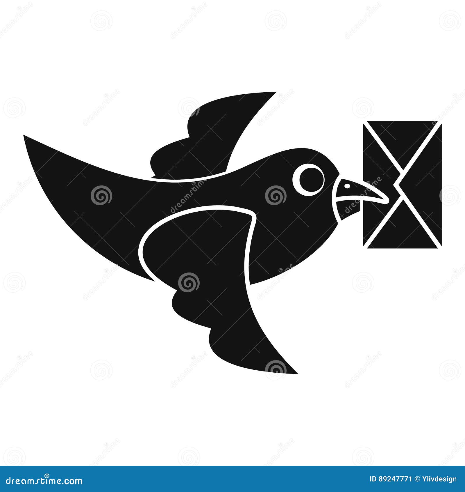 Pigeon Fly with Mail Icon, Simple Style Stock Vector - Illustration of ...