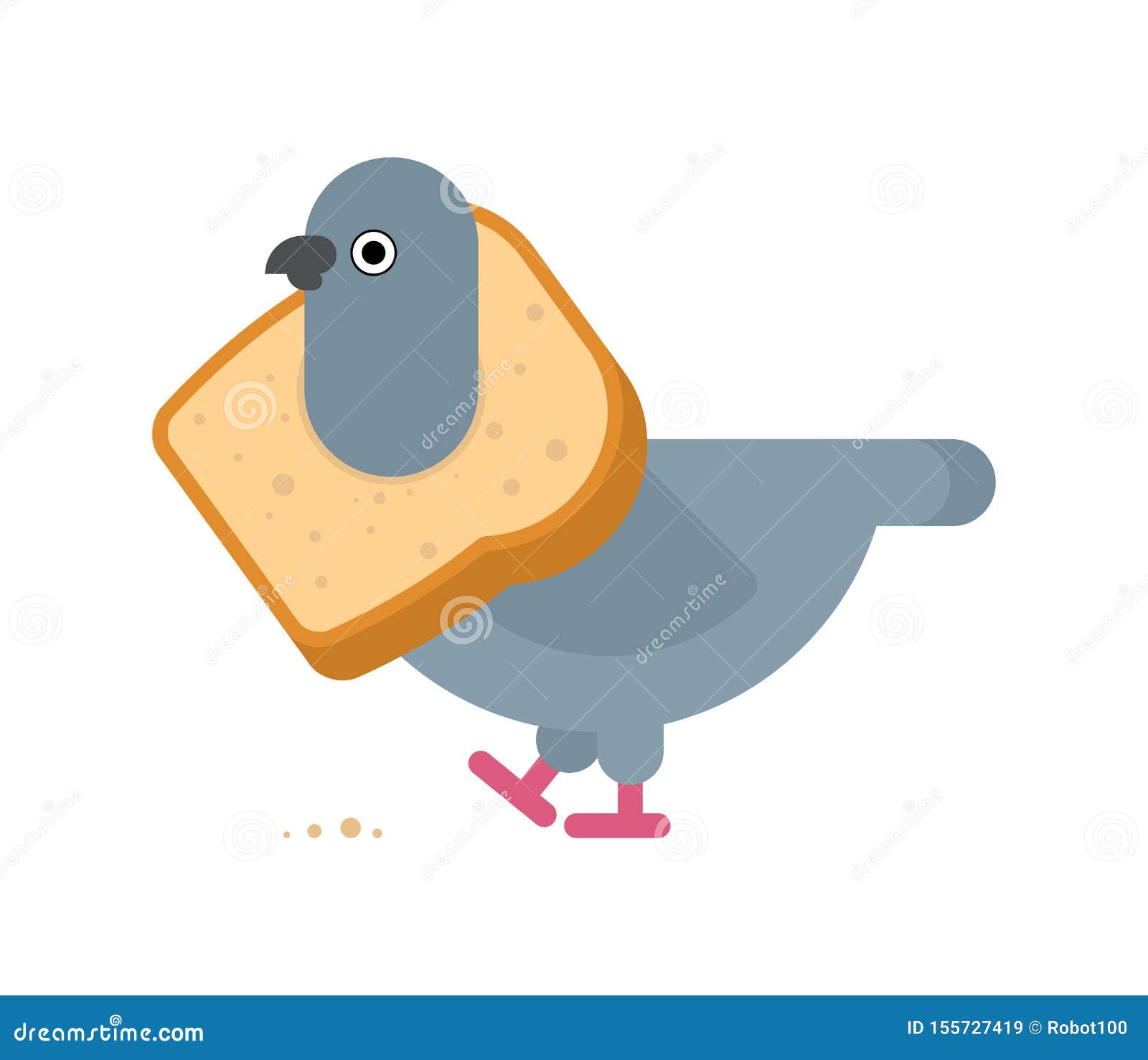 Pigeon on Neck of Bread. Vector Illustration Stock Vector ...