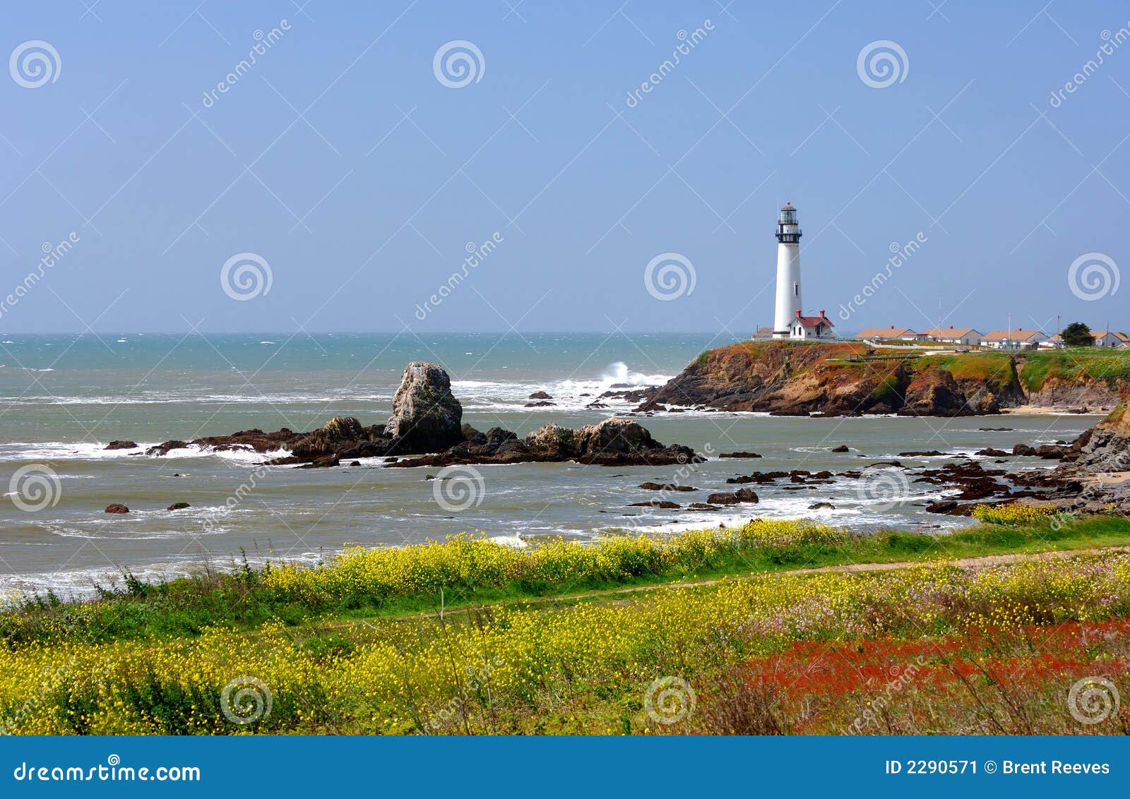Pigeon Point Lighthouse stock image. Image of yellow, rocky - 2290571