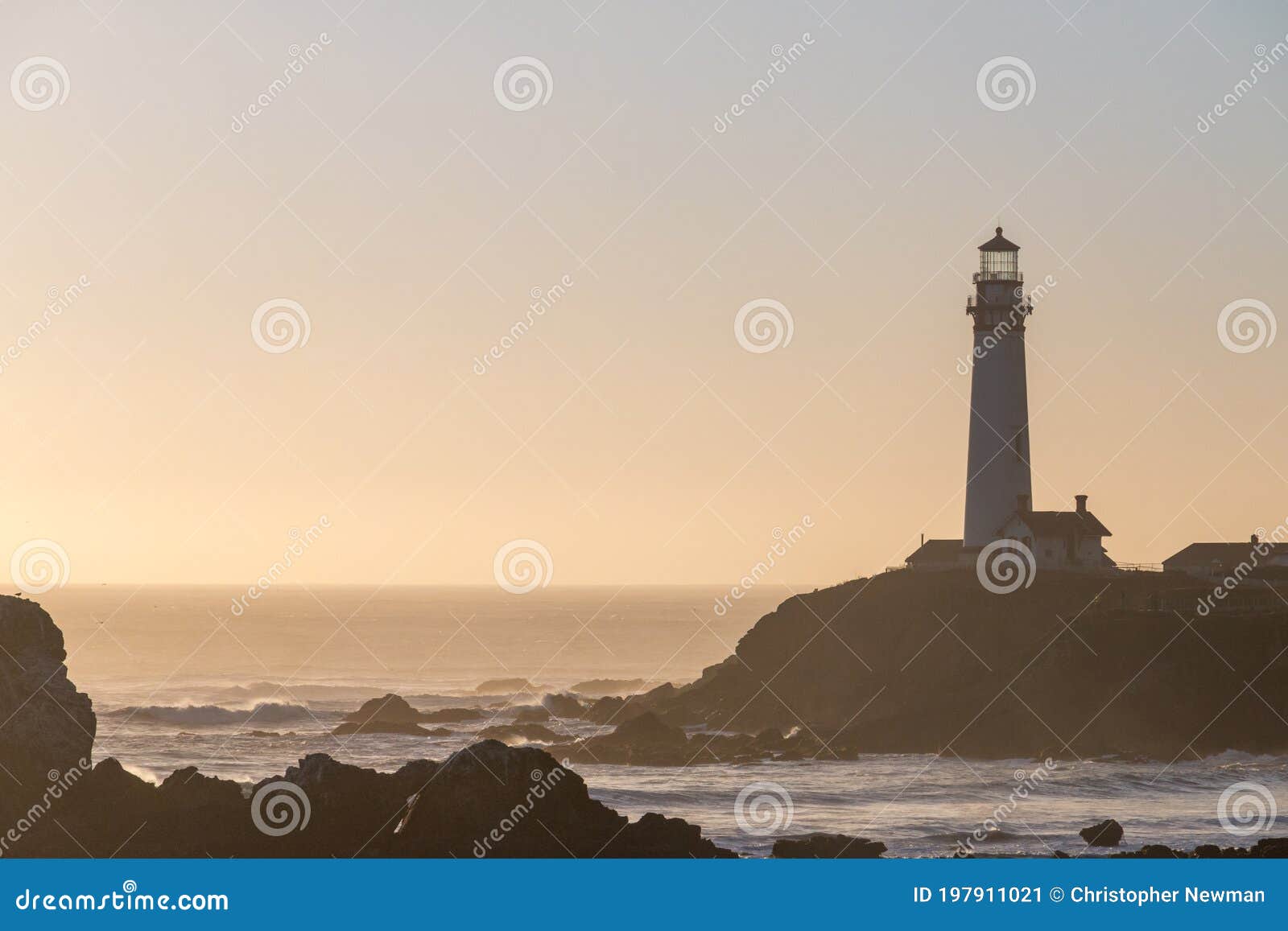 Pigeon Point Lighthouse during Sunset in California Stock Image - Image ...
