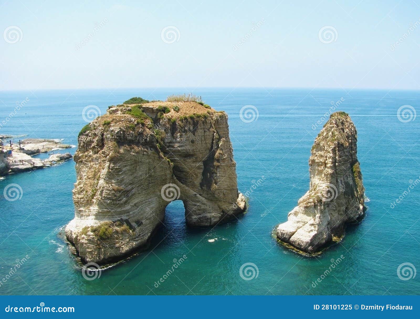 Pigeon Rocks, Beirut, Lebanon Stock Image - Image of lebanon, limestone ...