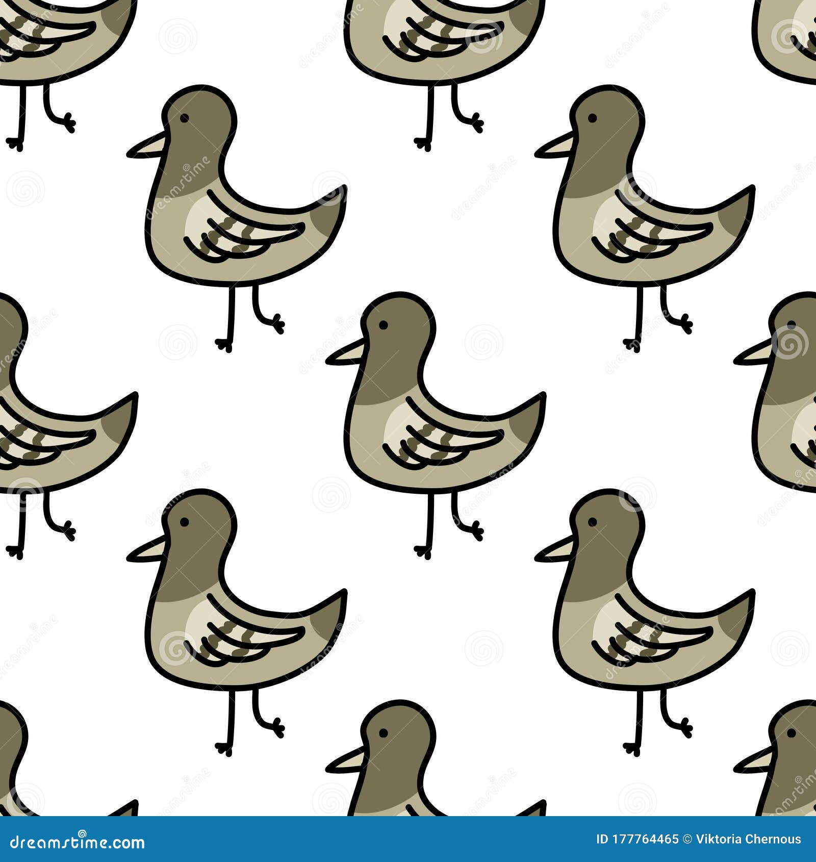 Pigeon Seamless Doodle Pattern, Vector Illustration Stock Illustration ...