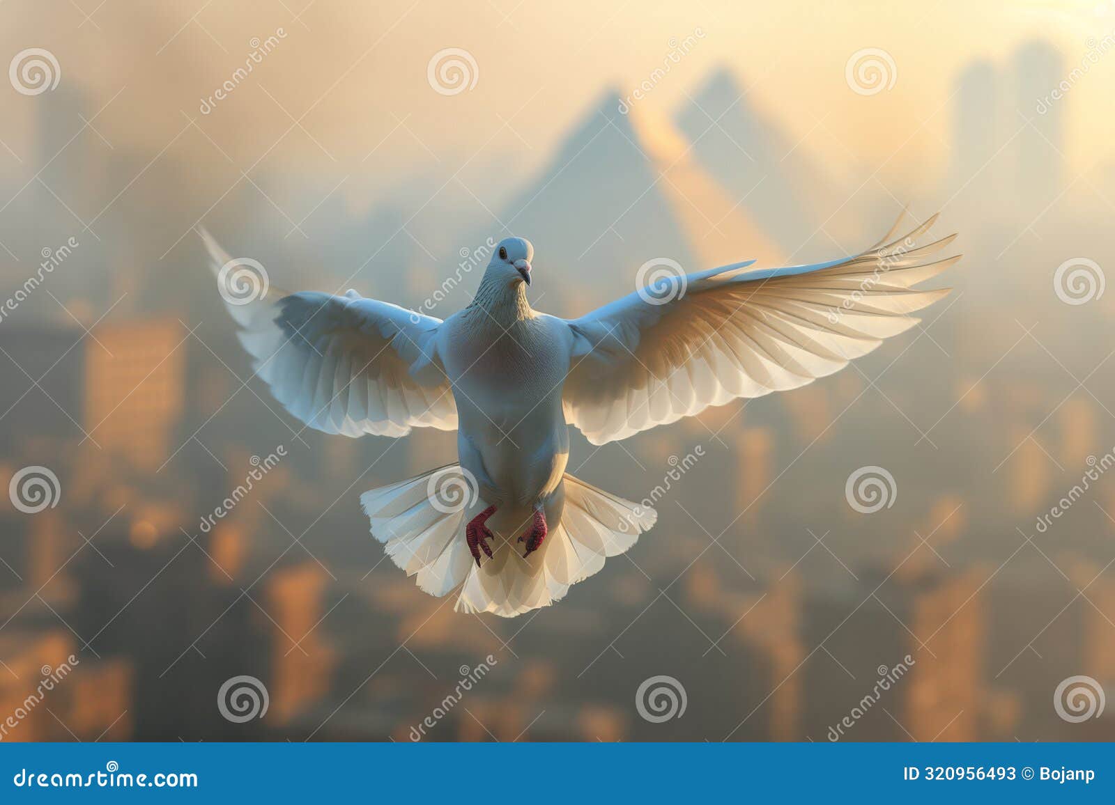 Pigeon Soaring Above Egyptian Landmarks at Spring Time Stock ...
