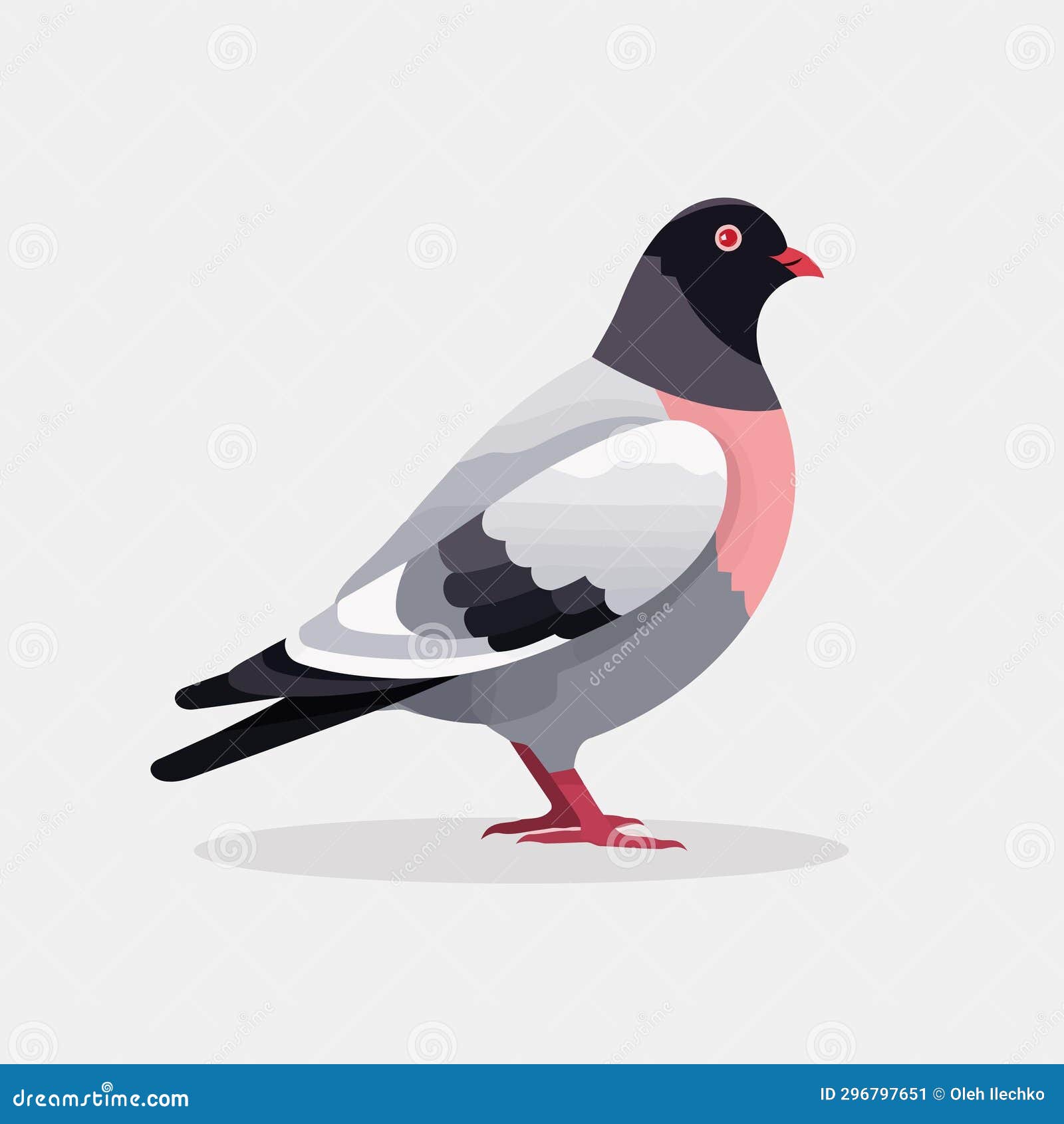 Minimalistic 2d Pigeon Icon On White Background Royalty-Free Cartoon ...