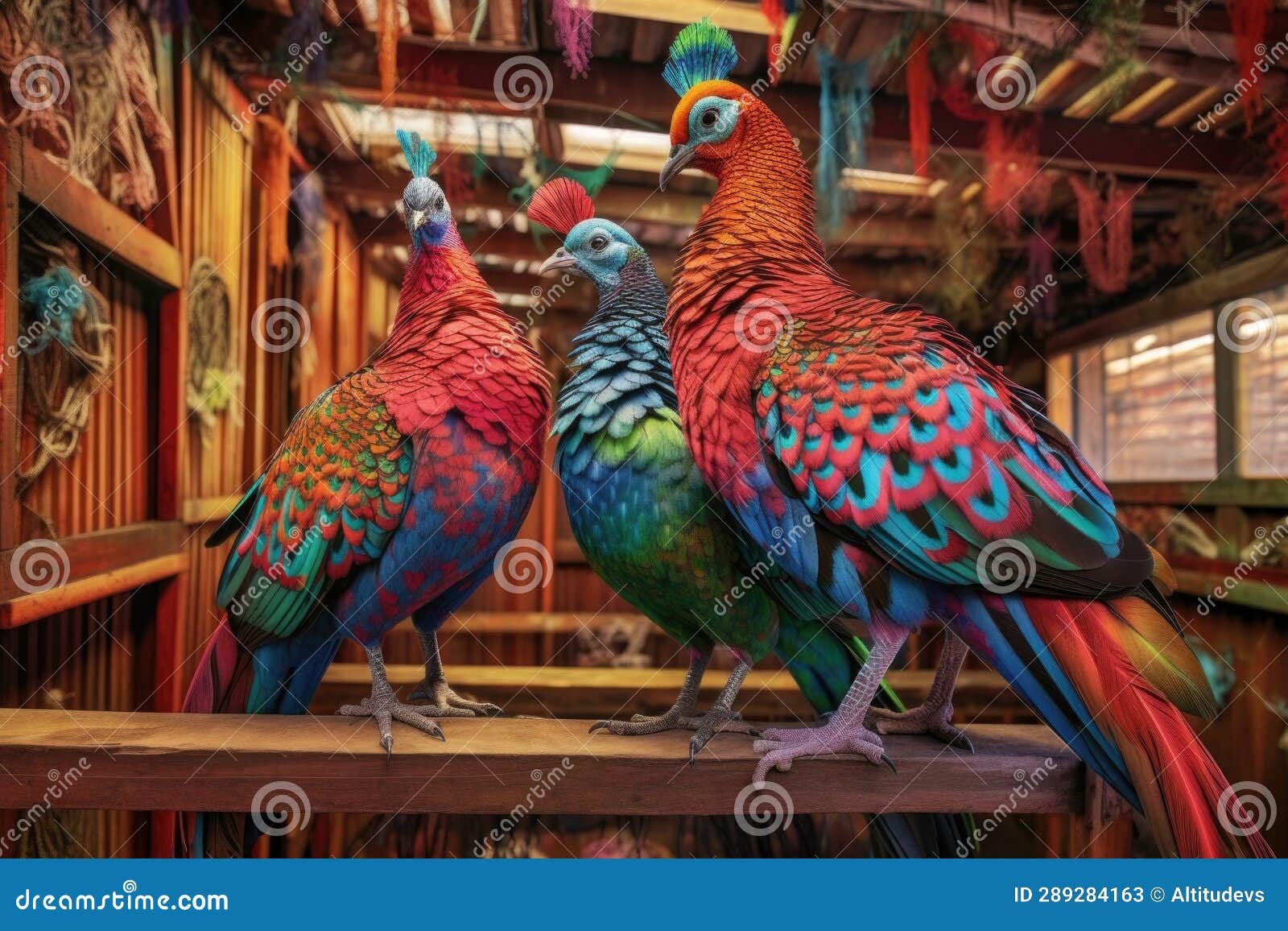 Pigeons with Colorful Plumage Inside the Coop Stock Image - Image of ...