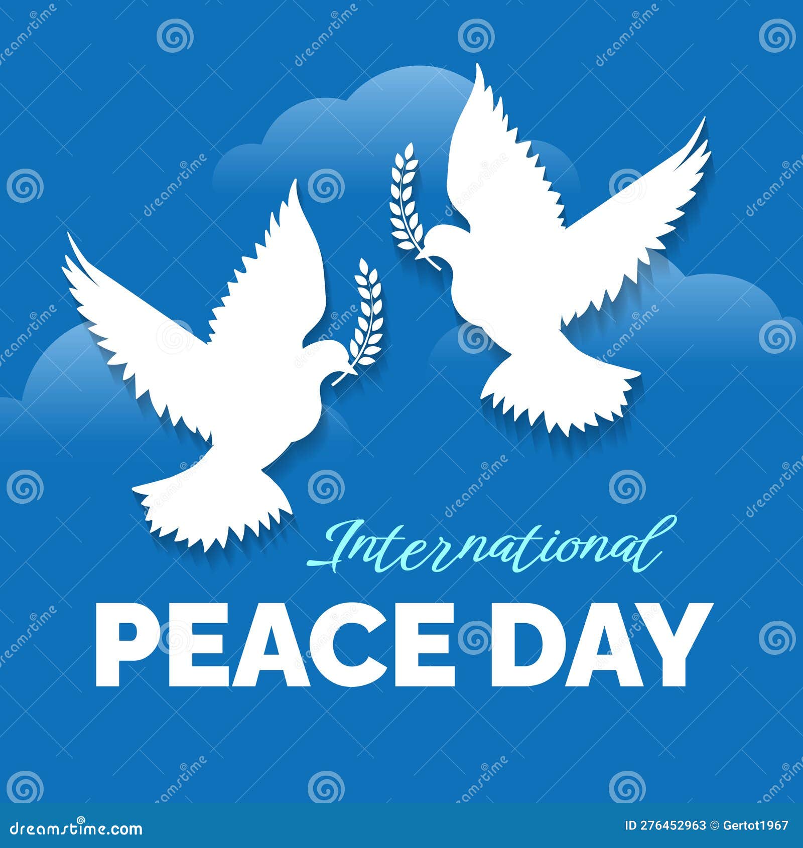 Pigeons with Leaf Symbol of Peace Emblem Stock Illustration ...