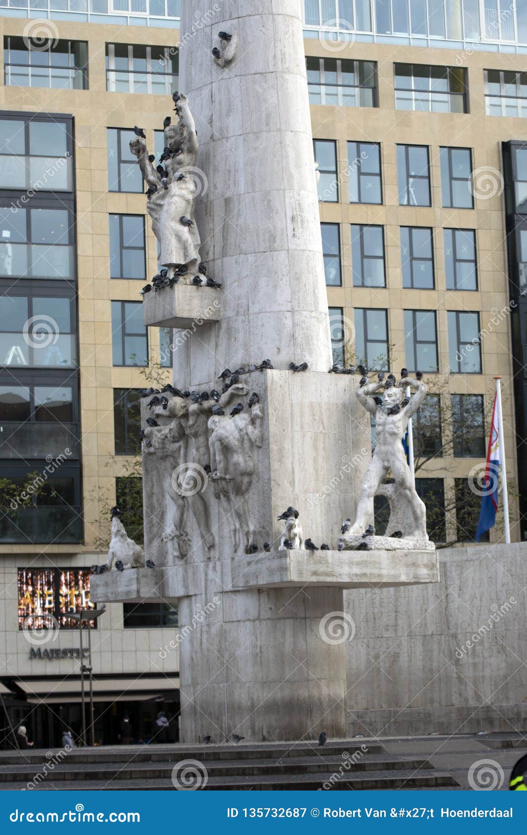 Pigeons on the Remembrance of the Dead Statue at Amsterdam the ...