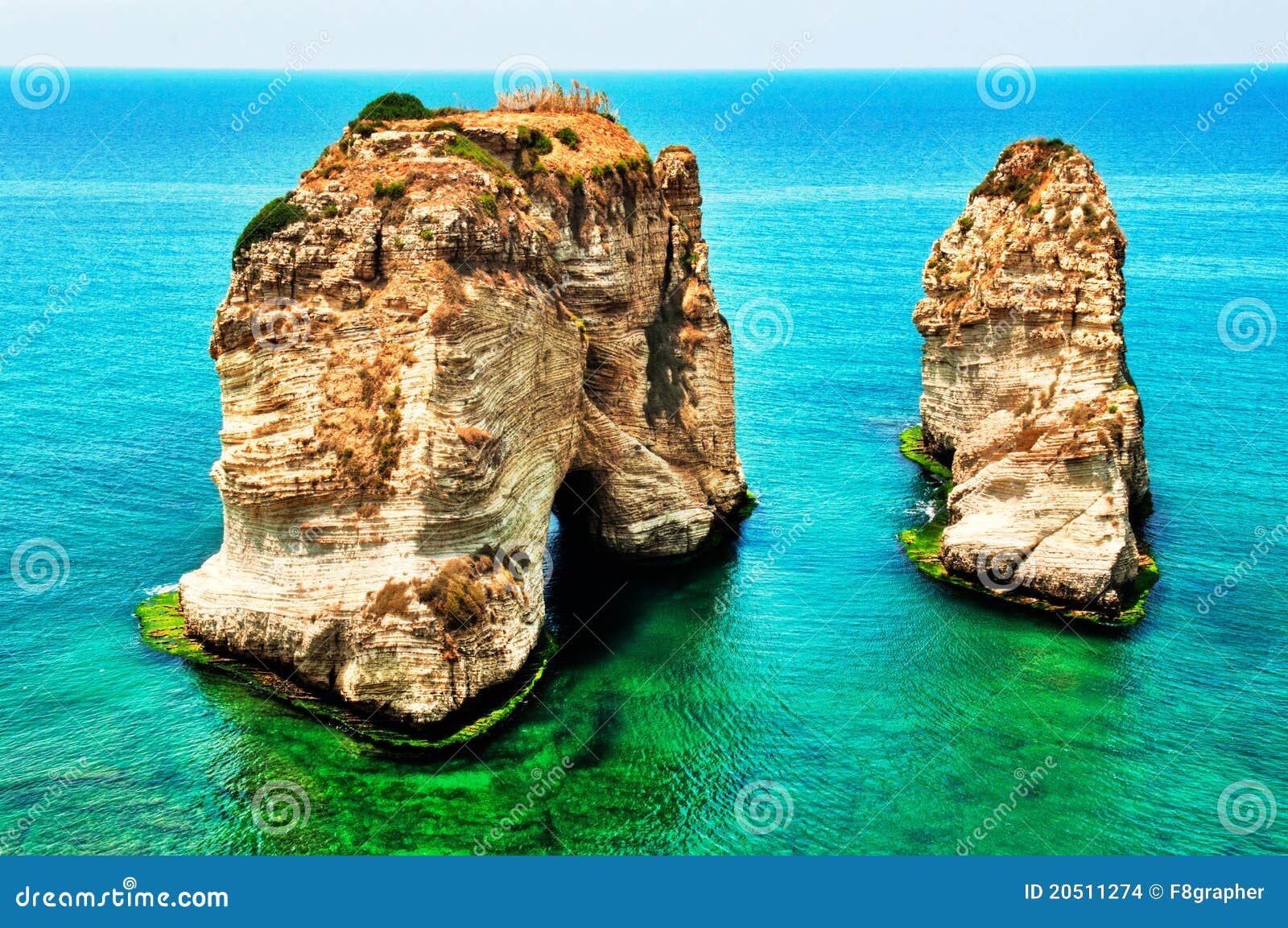 Pigeons Rock in Beirut stock photo. Image of arch, landmark - 20511274
