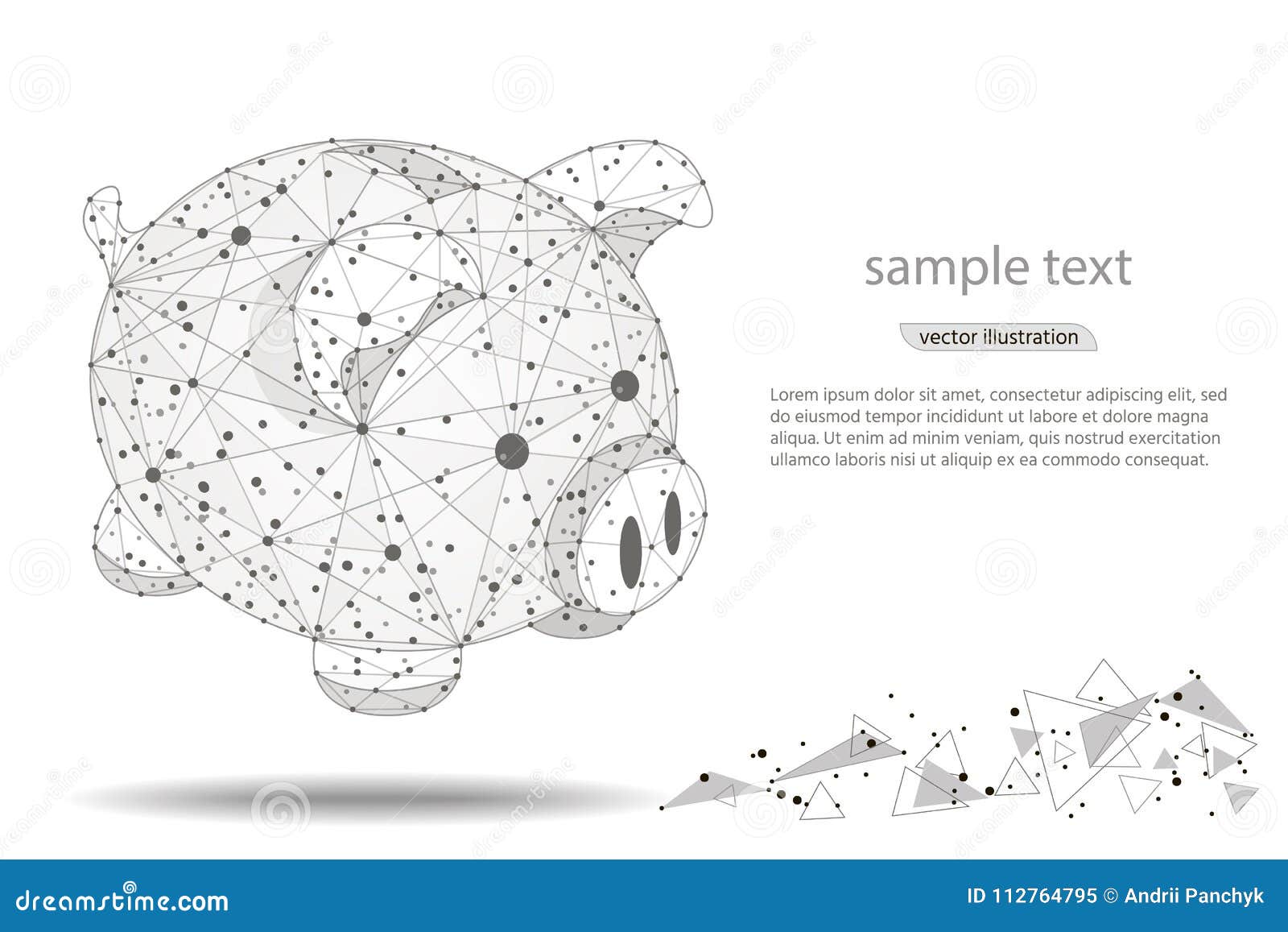 Piggy Bank. Abstract Design,isolated from Low Poly Wireframe on White ...
