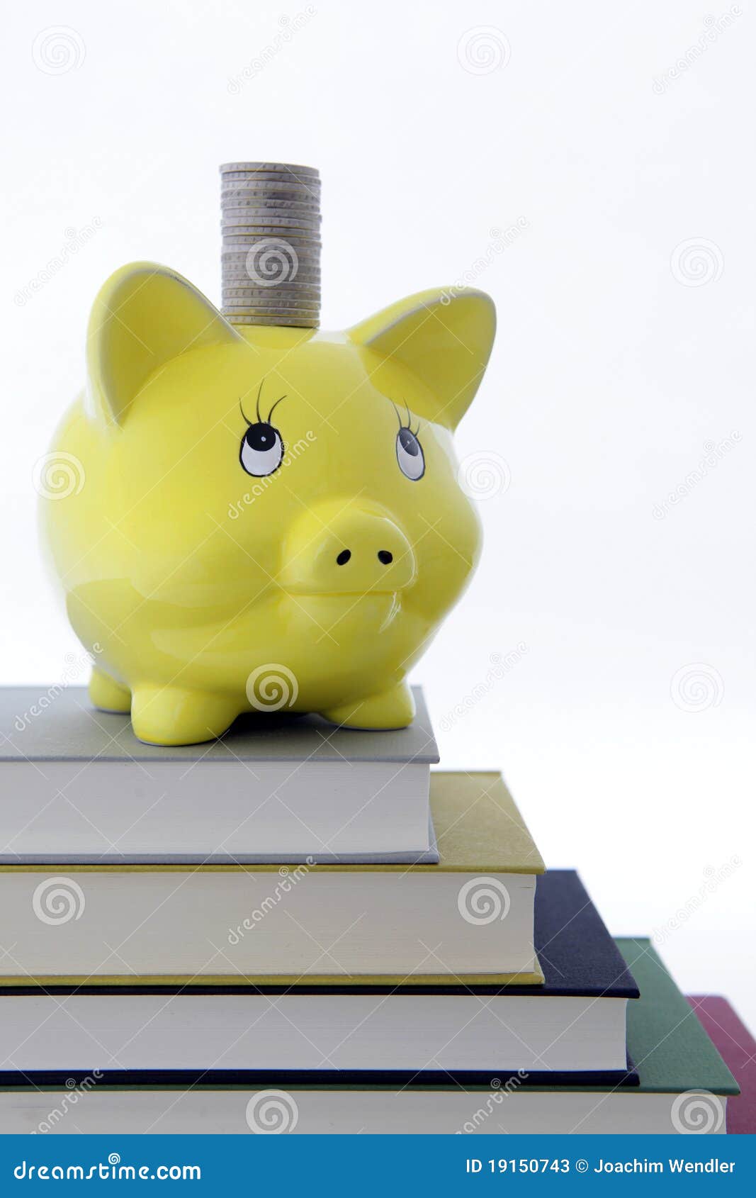Piggy bank with books stock image. Image of background - 19150743