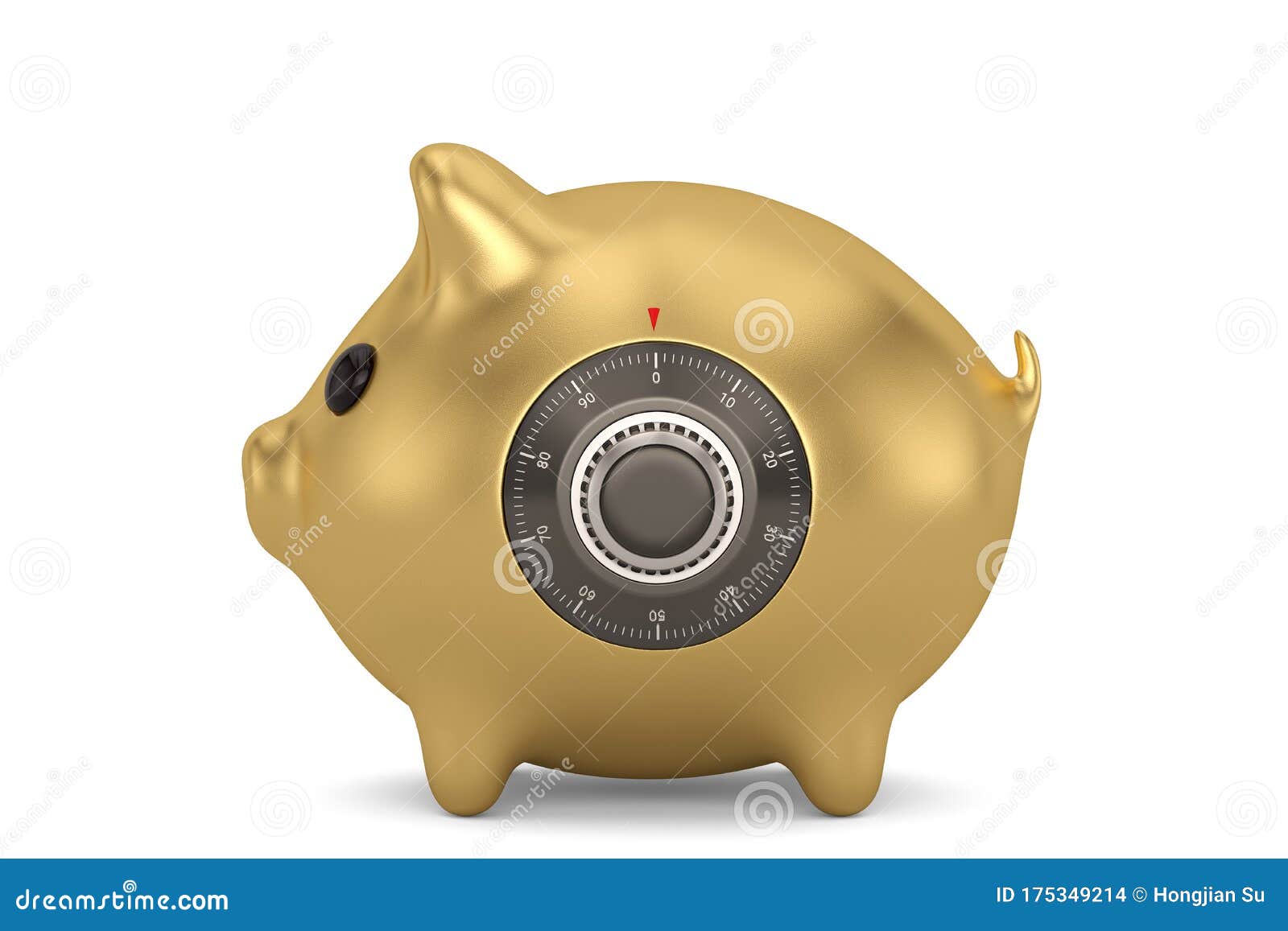Piggy Bank with Code Lock Isolated on White Background. 3D Illustration ...