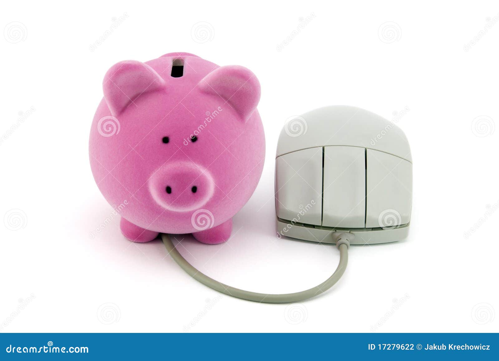 Piggy Bank with Computer Mouse Stock Photo - Image of online, business ...